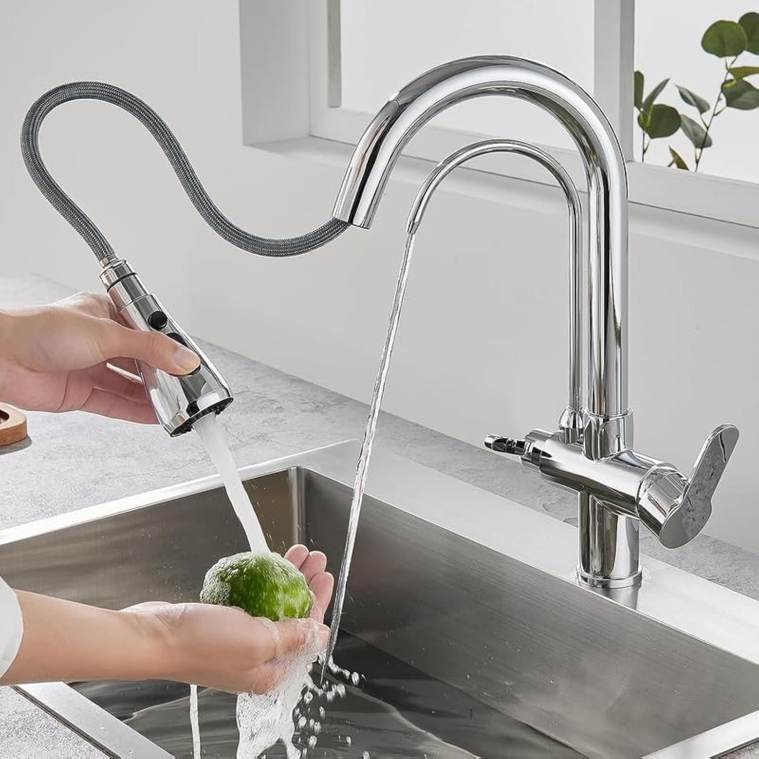 KINKIBOS 3 Way Kitchen Tap, Brass Body, 3 Way Mixer Tap for Water ...