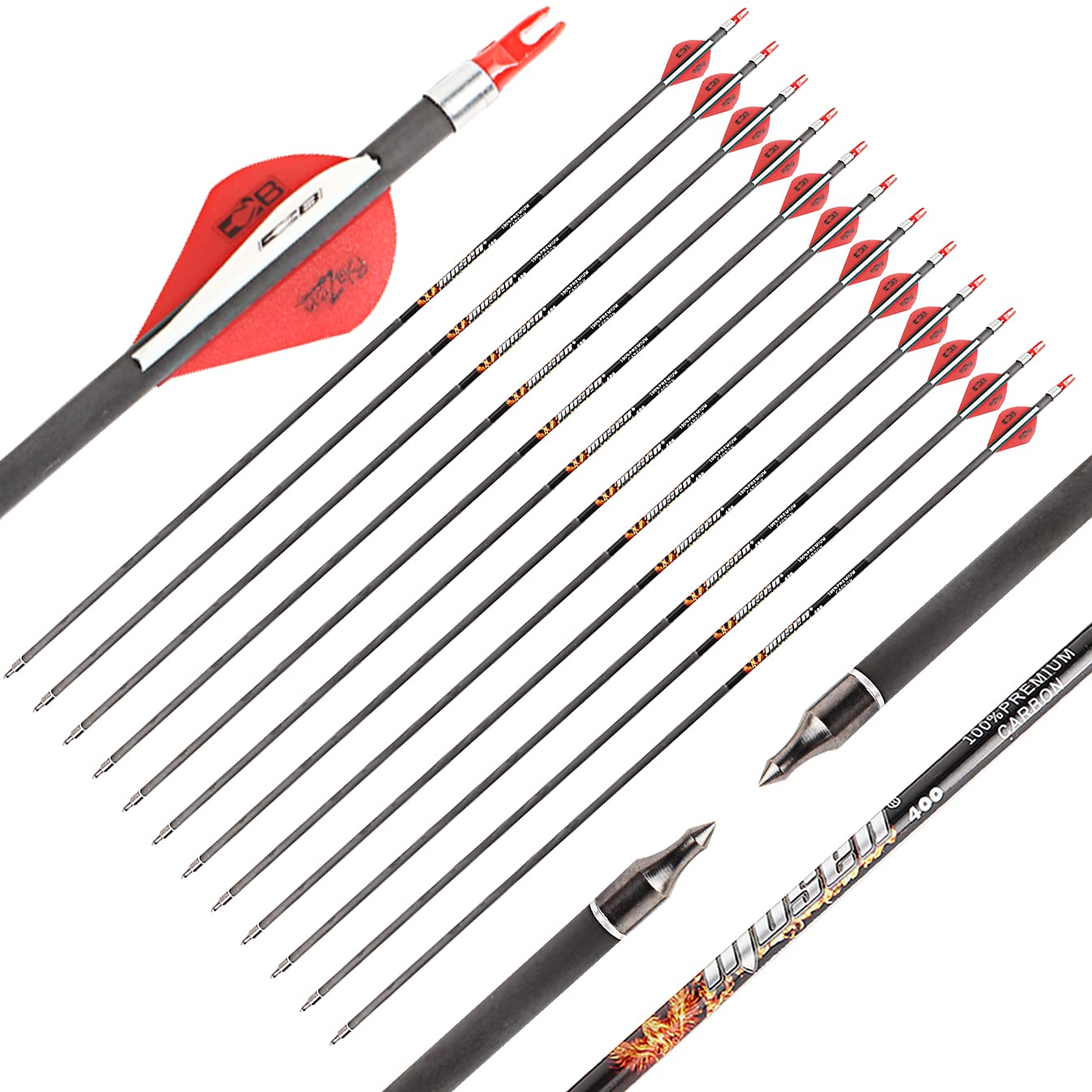 Snapklik.com : Musen Pure Carbon 30 Inch Arrows Hunting Arrows For ...
