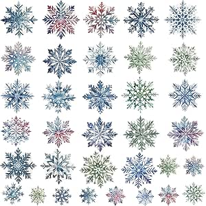 Amazon.com: 34Pcs Extra Large Christmas Winter Snowflakes Window Clings ...