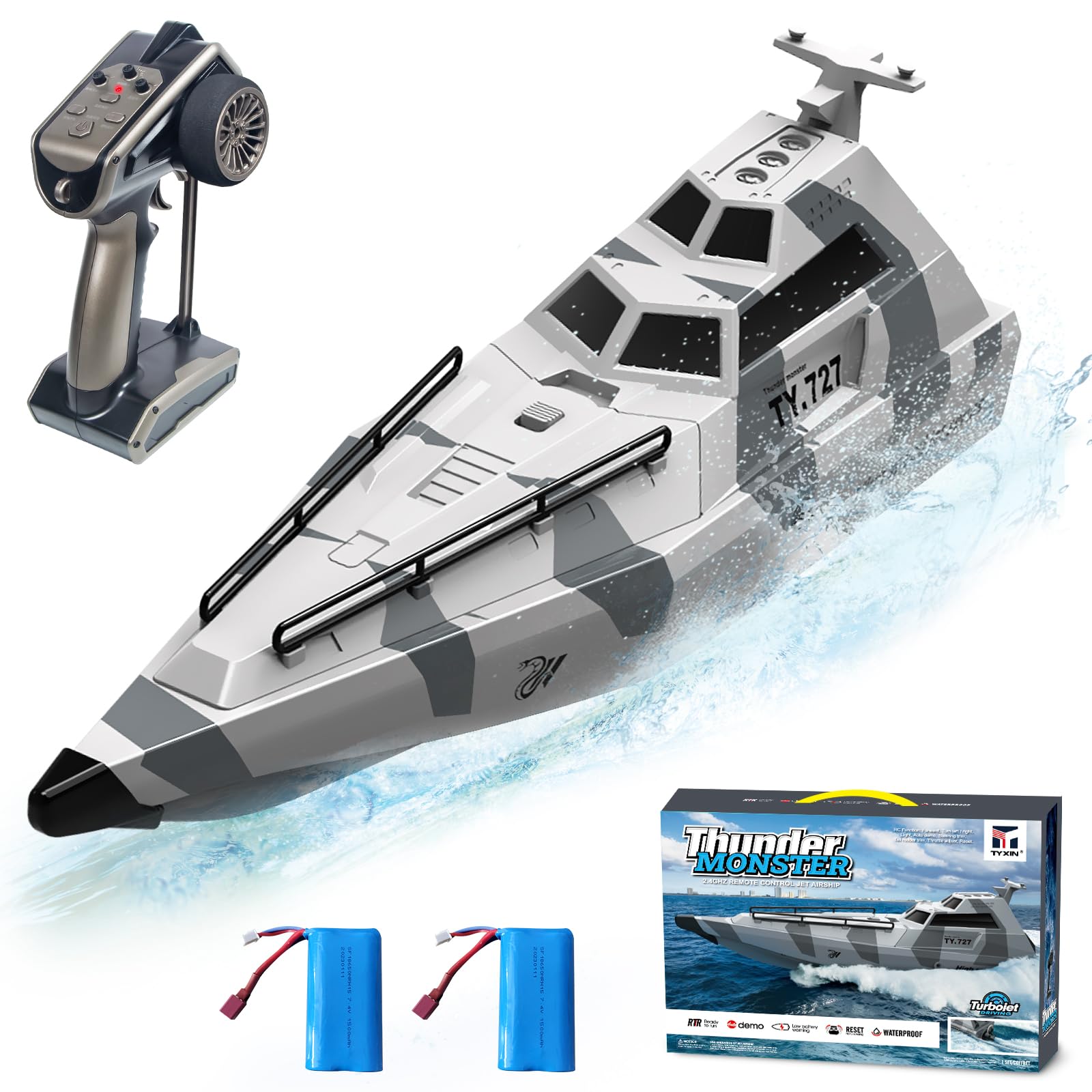 Amazon.com: Tucraew Remote Control Boat, 30+ KPH Fast Speed RC Boat for ...