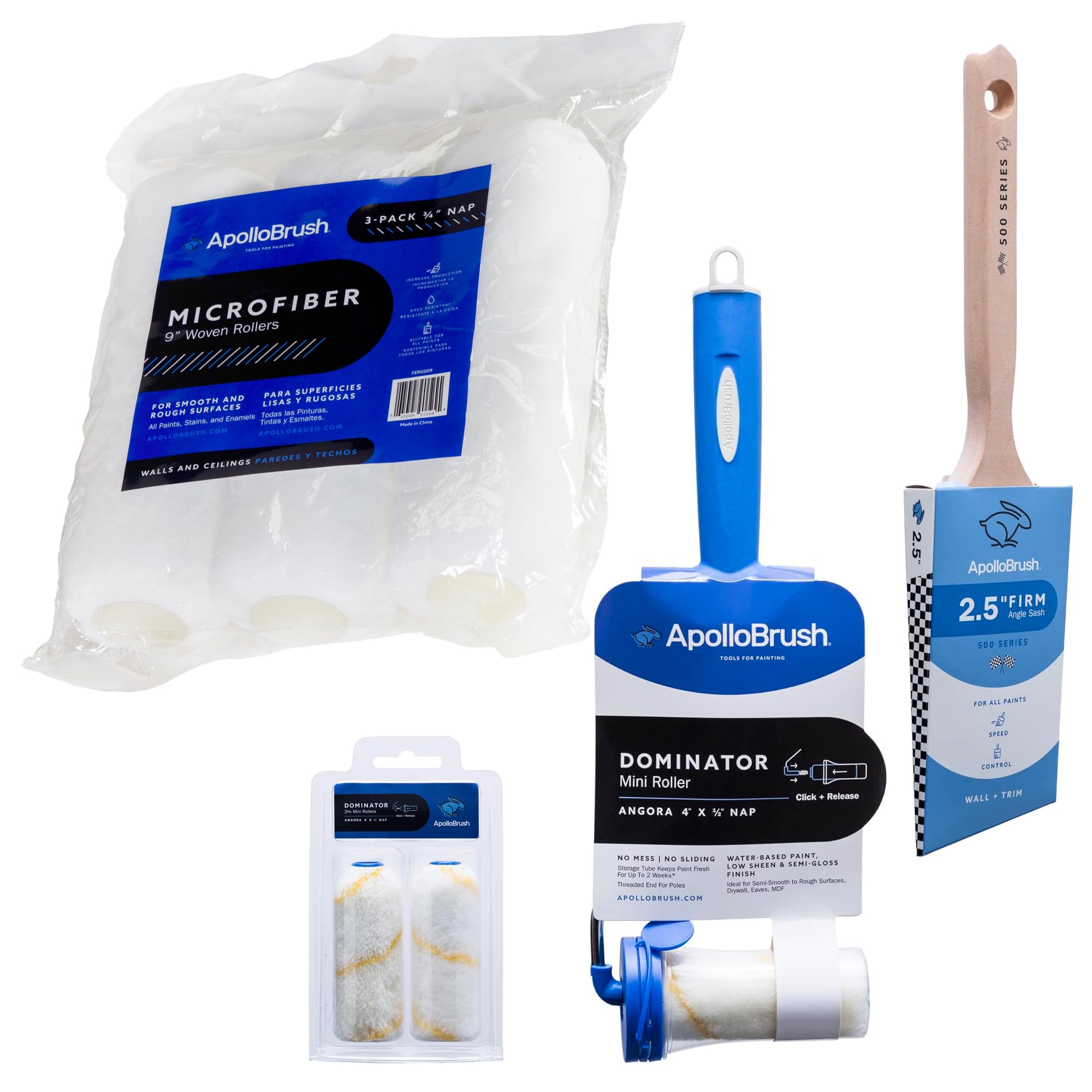 Apollo Brush Ultimate Painting Kit: Microfiber Rollers, Poly Blend ...