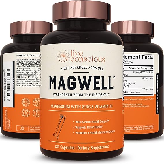 Amazon.com: Magwell Magnesium Zinc & Vitamin D3 - Highly Bioavailable ...