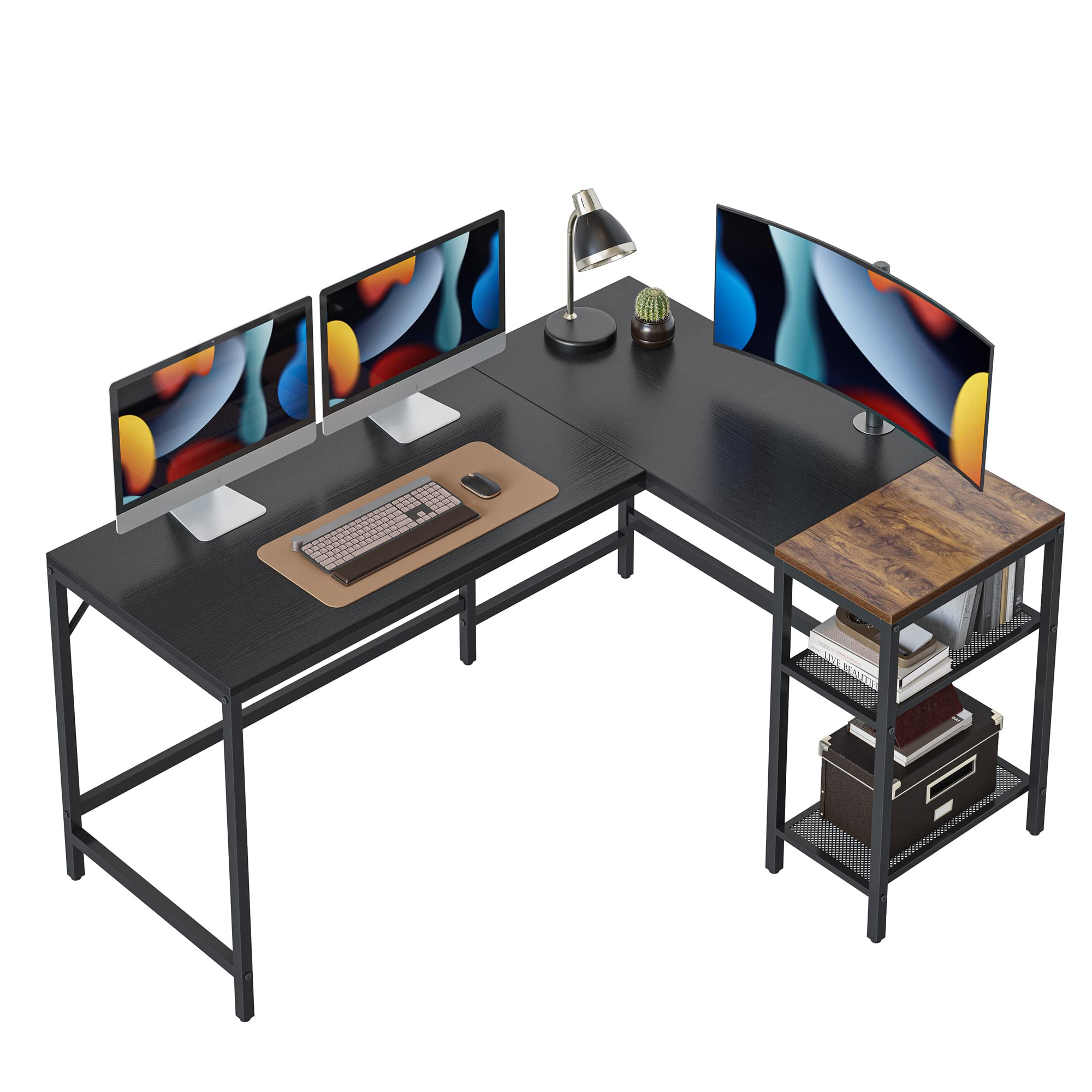 CubiCubi L-Shaped Computer Desk, Industrial Office Corner Desk Writing ...