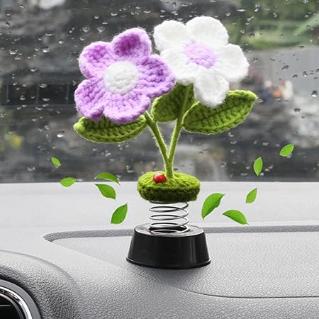 Amazon.com: Sunflower Car Accessories Dashboard Decorations, Crochet ...