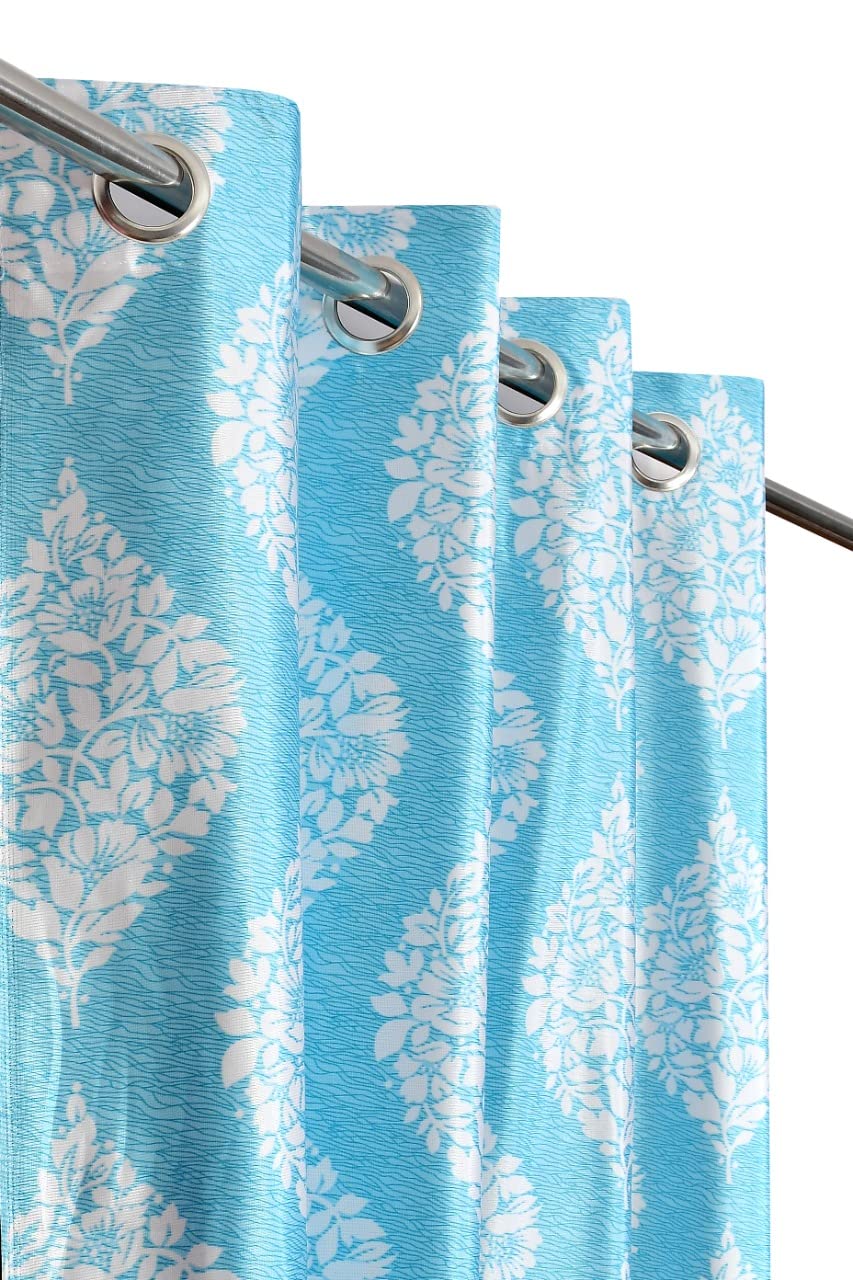 Buy Ami Creation Polyester Floral Printed Eyelet Door Curtains 7 Ft for ...
