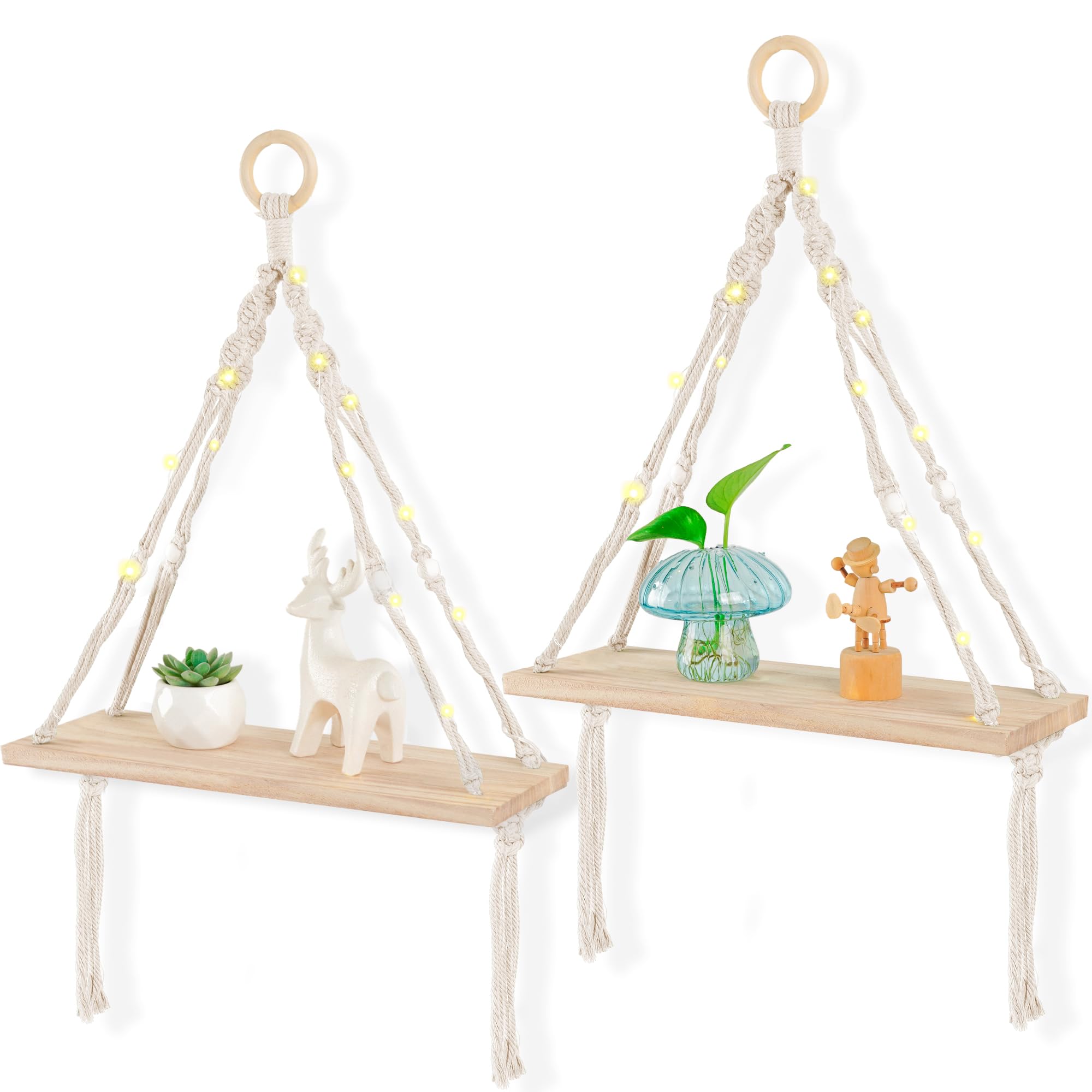 Amazon.com: HOSROOME Boho Wall Decor Macrame Hanging Shelves for Rome ...