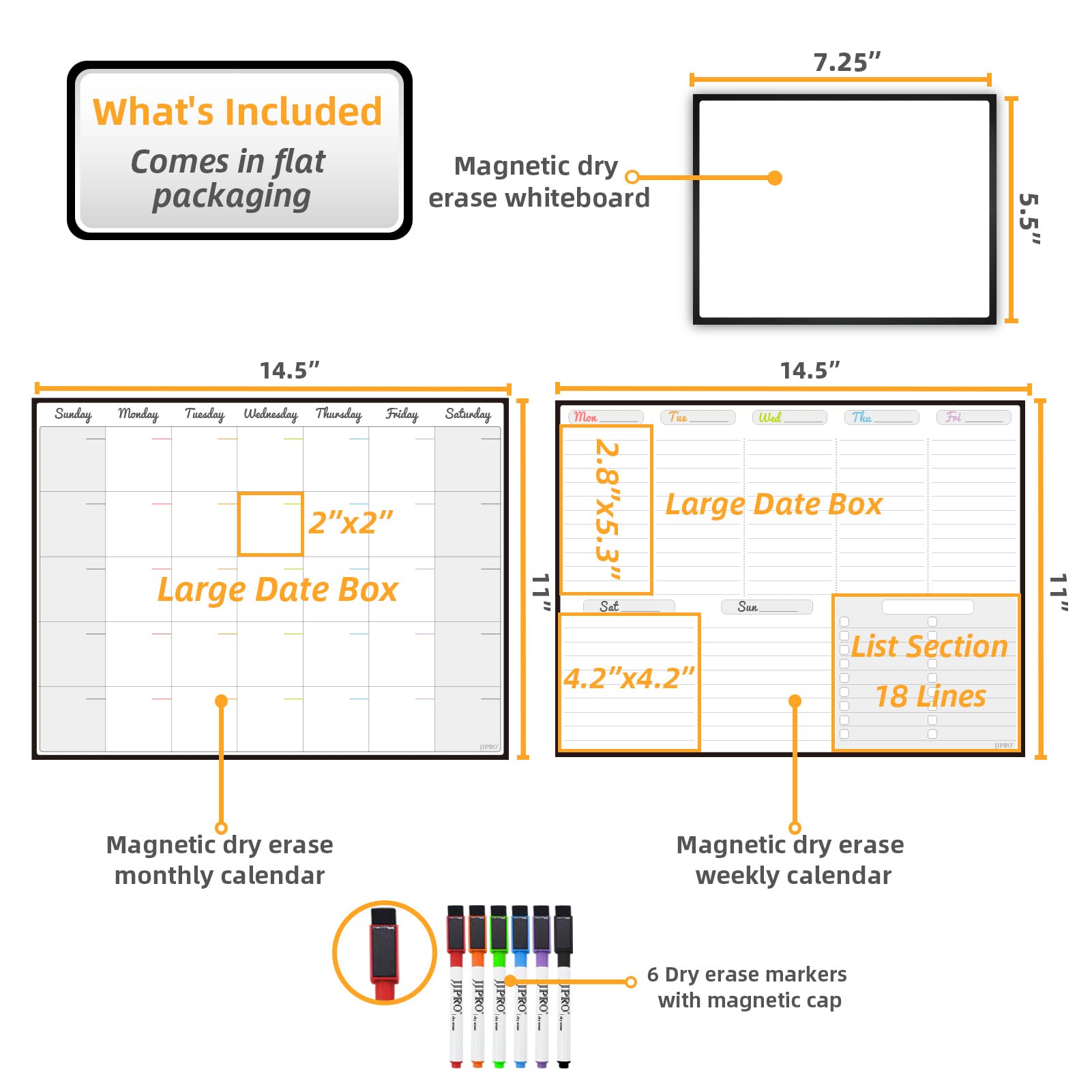 Snapklik.com : JJPRO Magnetic Dry Erase Monthly Calendar And Weekly ...