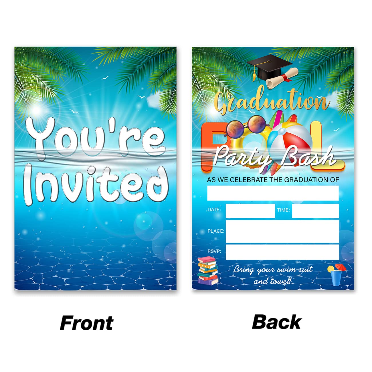 Pool Party Invitation Graduation Layouts
