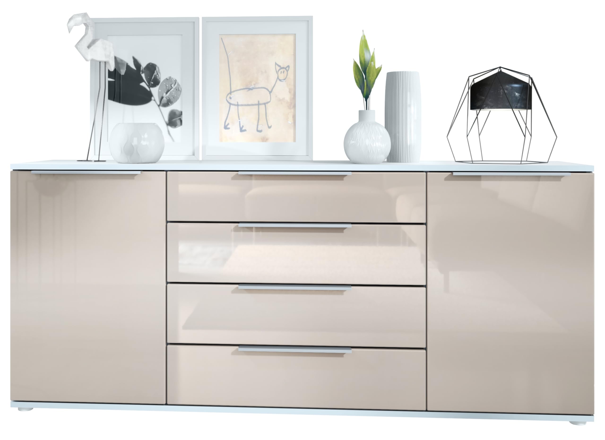 Vladon Sideboard Linio V2 166,5 x 72,5 x 35 cm Anrichte mit 2 Türen und ...