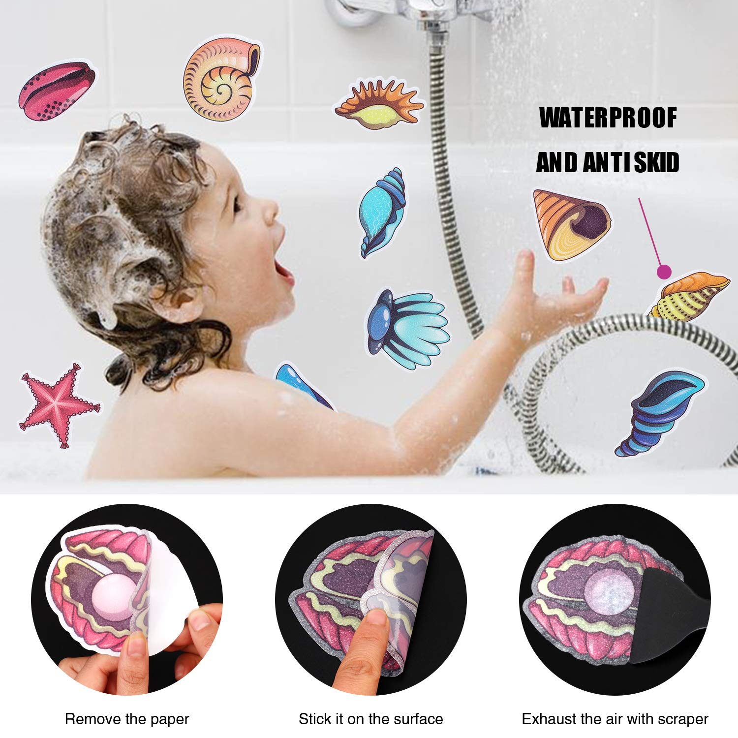 Snapklik.com : Secopad Non Slip Bathtub Stickers, 16 PCS Adhesive Kids ...