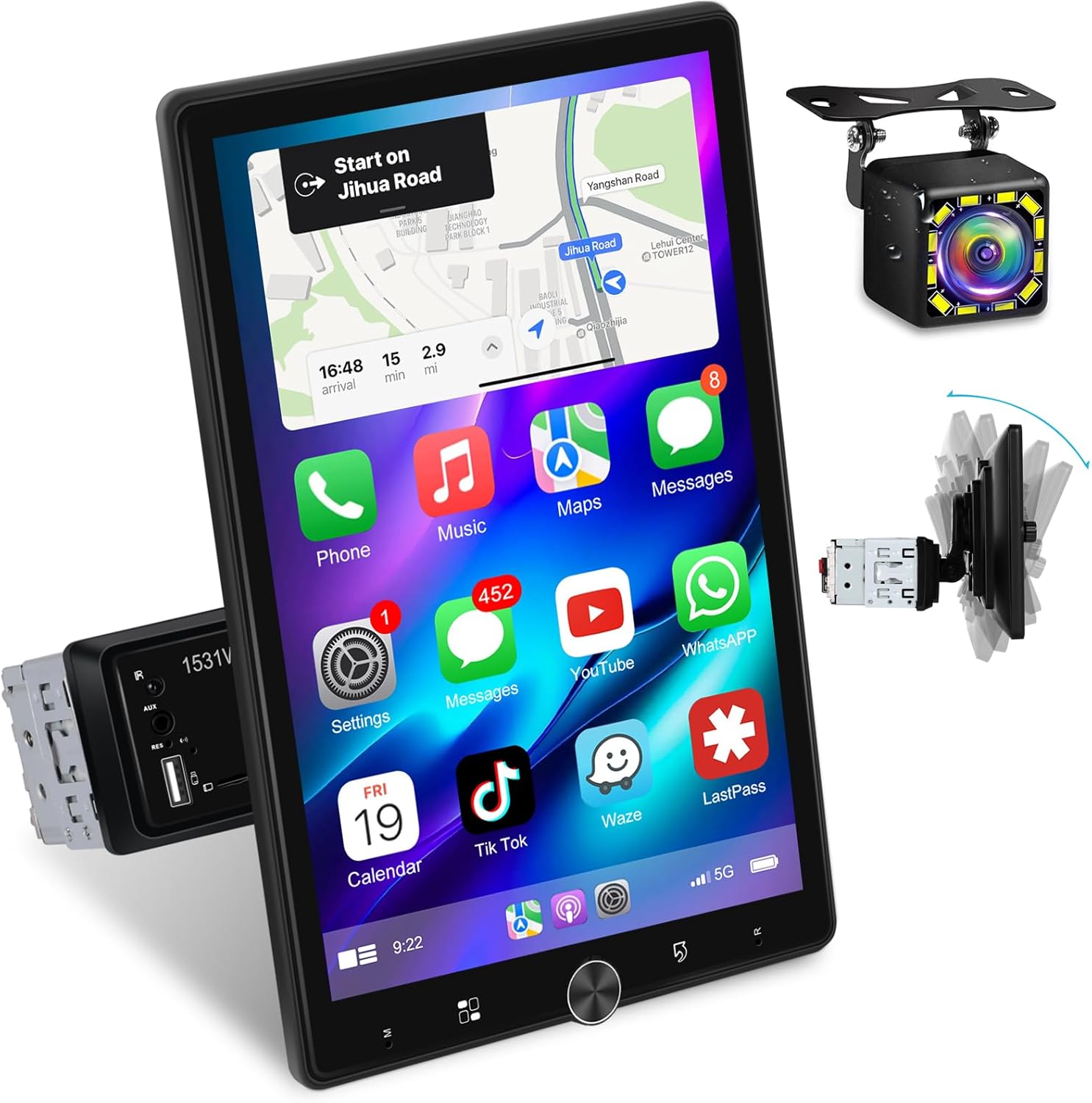 Amazon.com: EKAT Single Din Carplay Radio with Wireless Android Auto ...