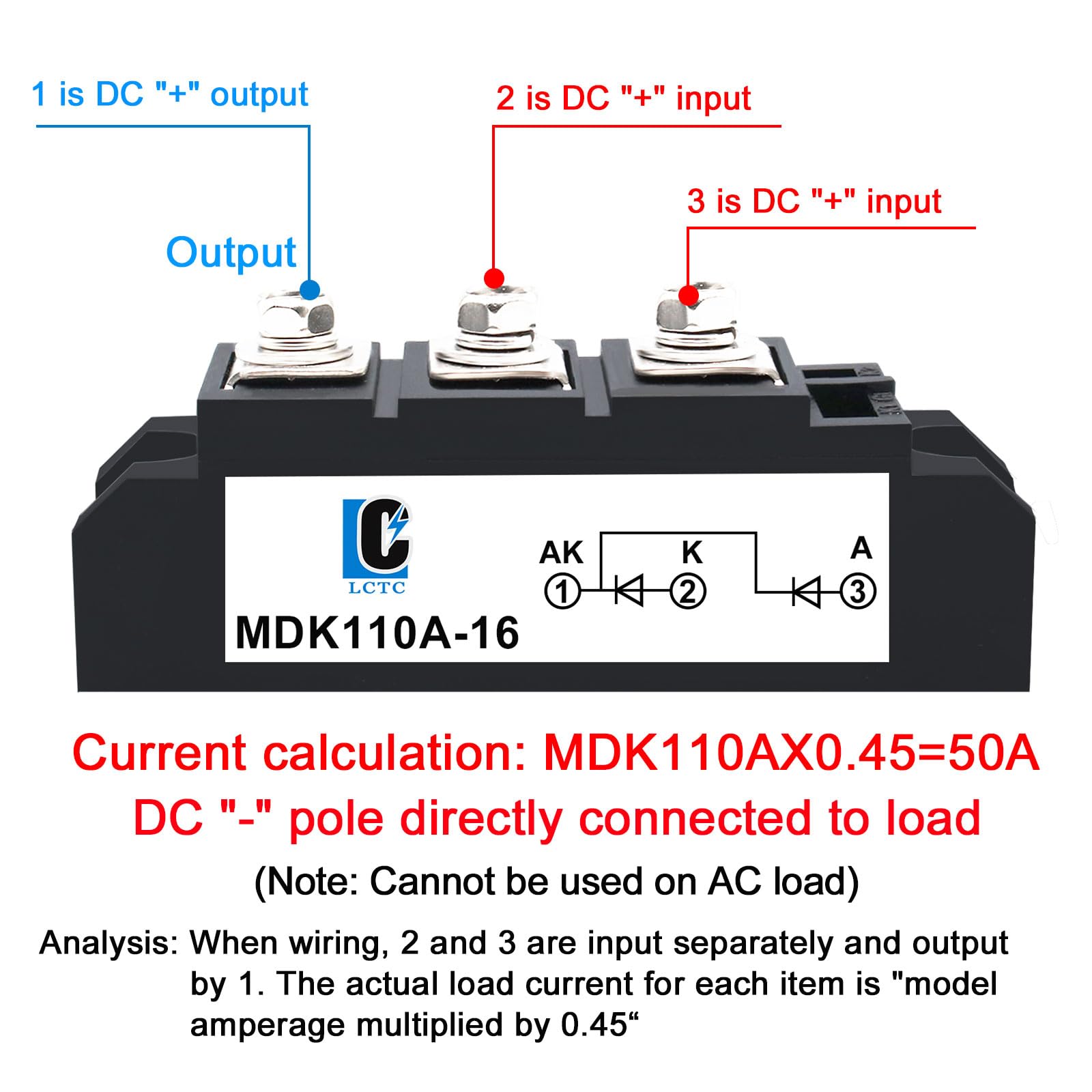 Snapklik.com : LCLCTC Solar Diodes Blocking Diode MDK 110A (100A)-16 ...