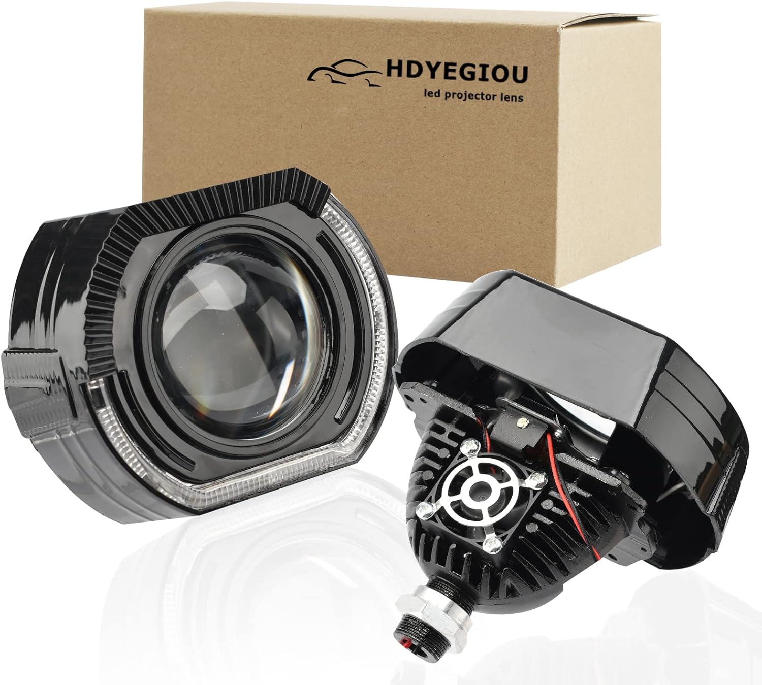 Amazon.com: HDYEGIOU 3.0 inch Bi LED Projector Lens with White Yellow LED Angel Eyes Black ...