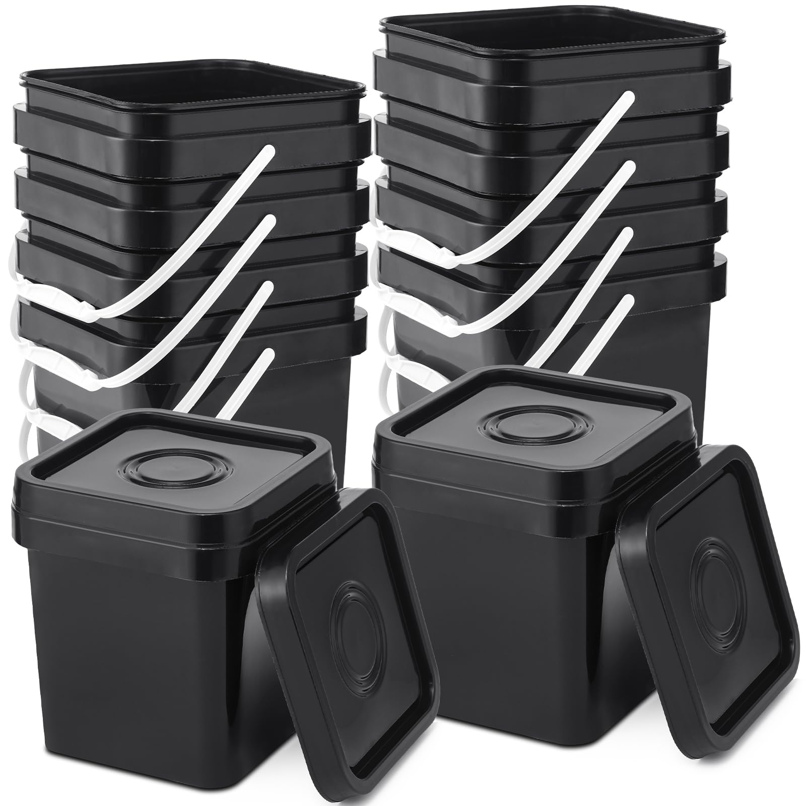 Amazon.com - Suzile 10 Pcs Food Grade Square Bucket with Lid 1 Gallon ...