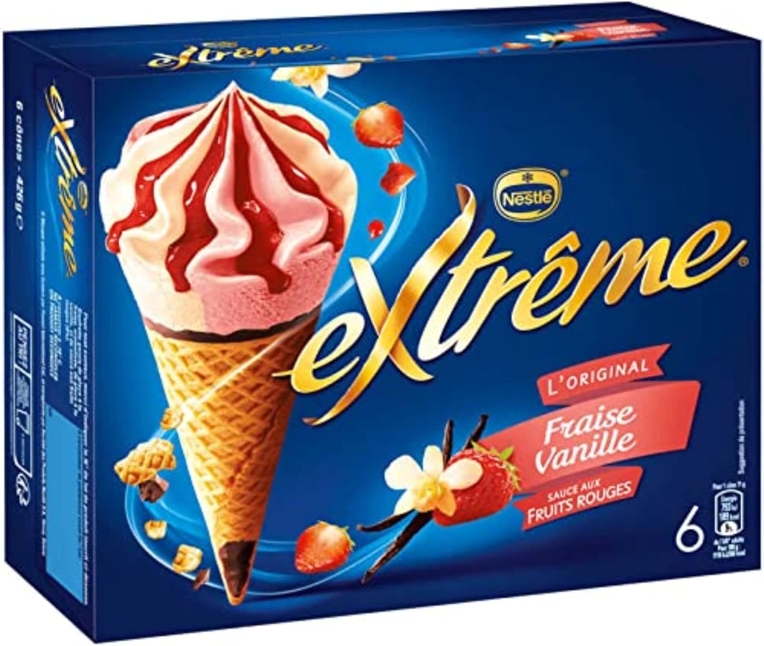 Nestlé Cônes glacés, fraise et vanille - La boîte de 6, 720ml : Amazon ...