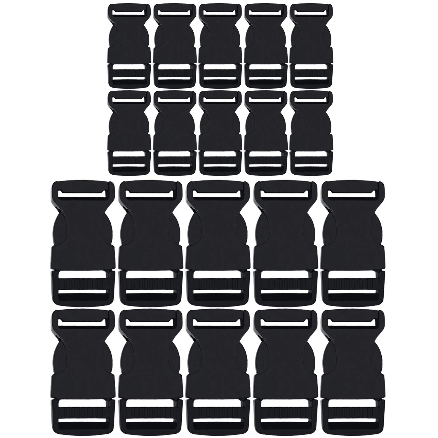 Buy KINMAX 20PCS Black Plastic Buckles,25mm/1 Inch,3/4inch Quick Side ...