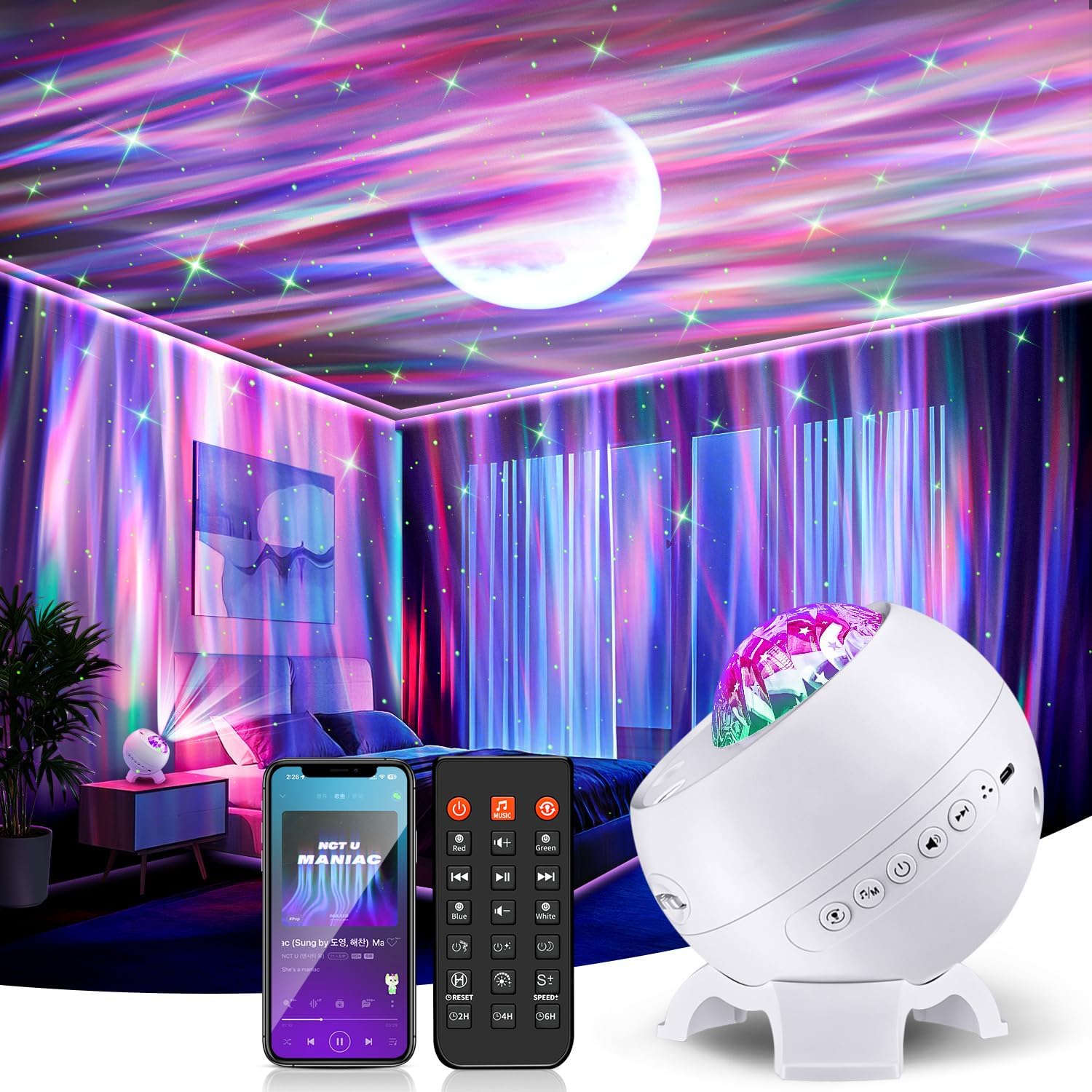 Galaxy Projector for Bedroom,16Color Northern Lights Projector, 15White ...