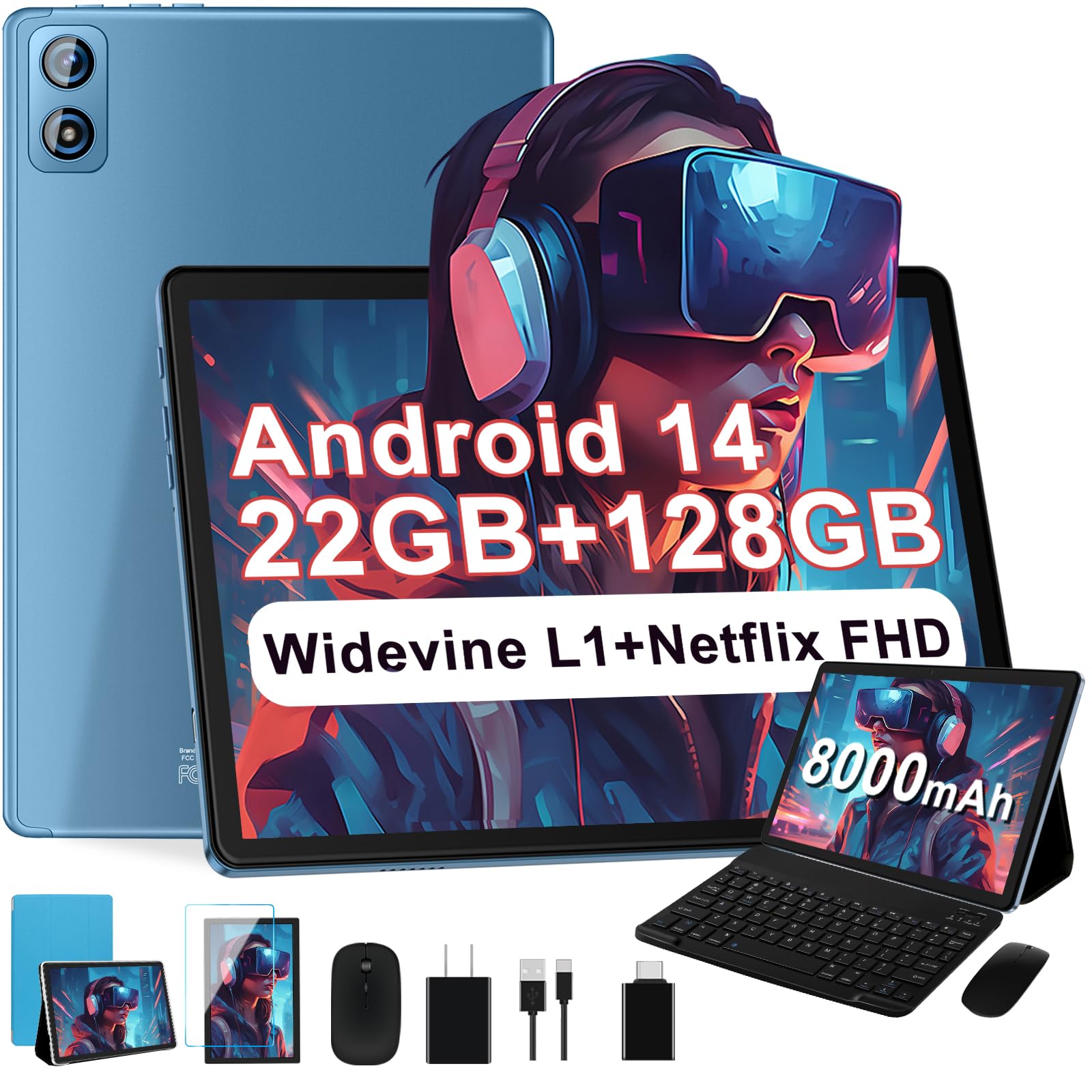 Amazon.com : Dghrti 2024 Android 14 Tablet, 22G+128G/1TB Expansion, 10 ...