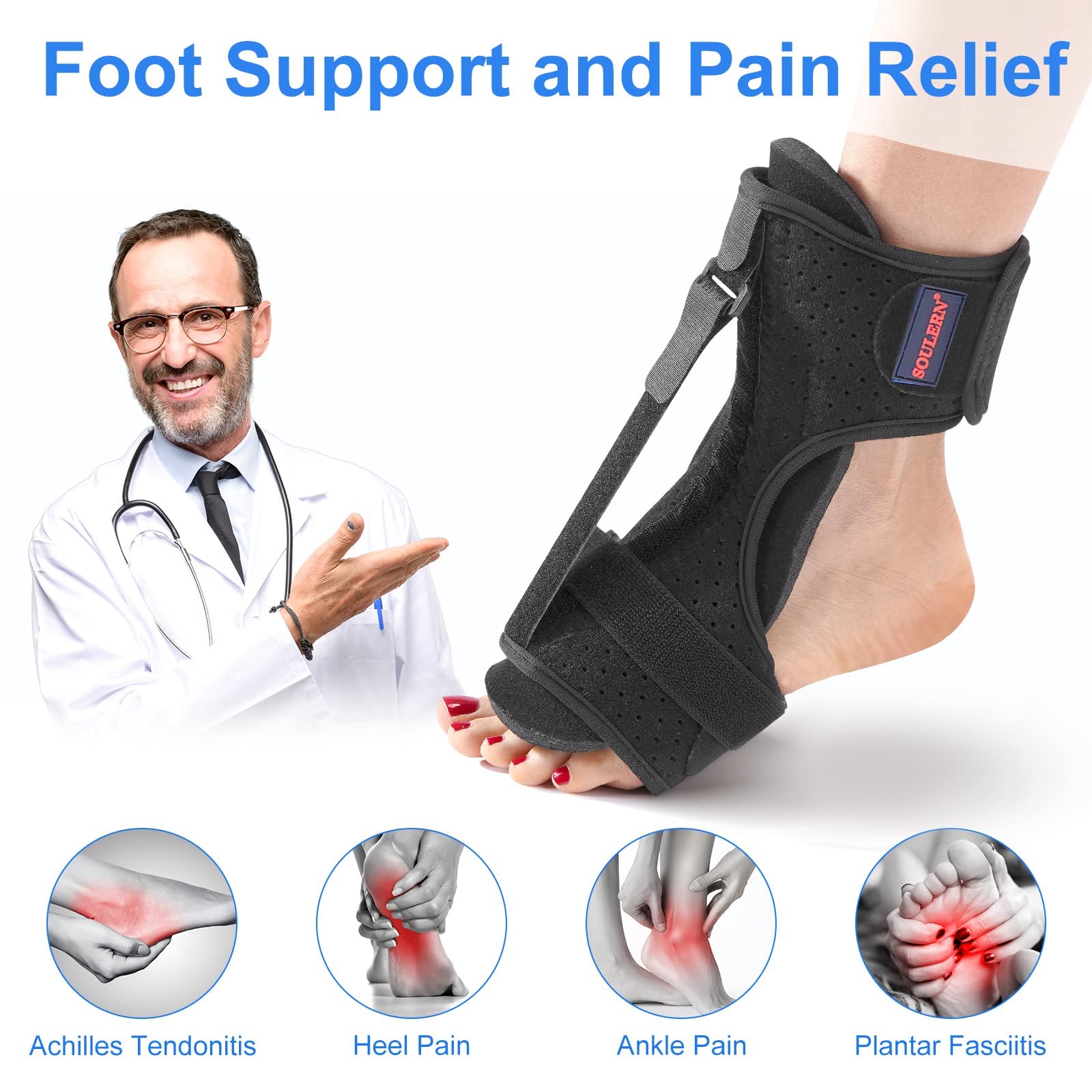 Buy Plantar Fasciitis Night Splint, Diggtek Foot Drop Orthotic Brace ...