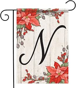 Amazon.com: Carson Garden Flag - Poinsettia Monogram N
