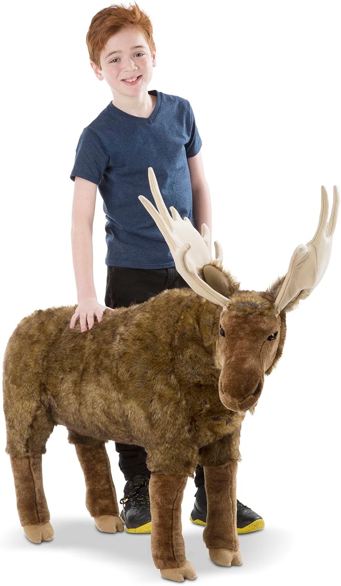 Amazon.com: Melissa & Doug Standing Lifelike Plush Giant Moose Stuffed ...