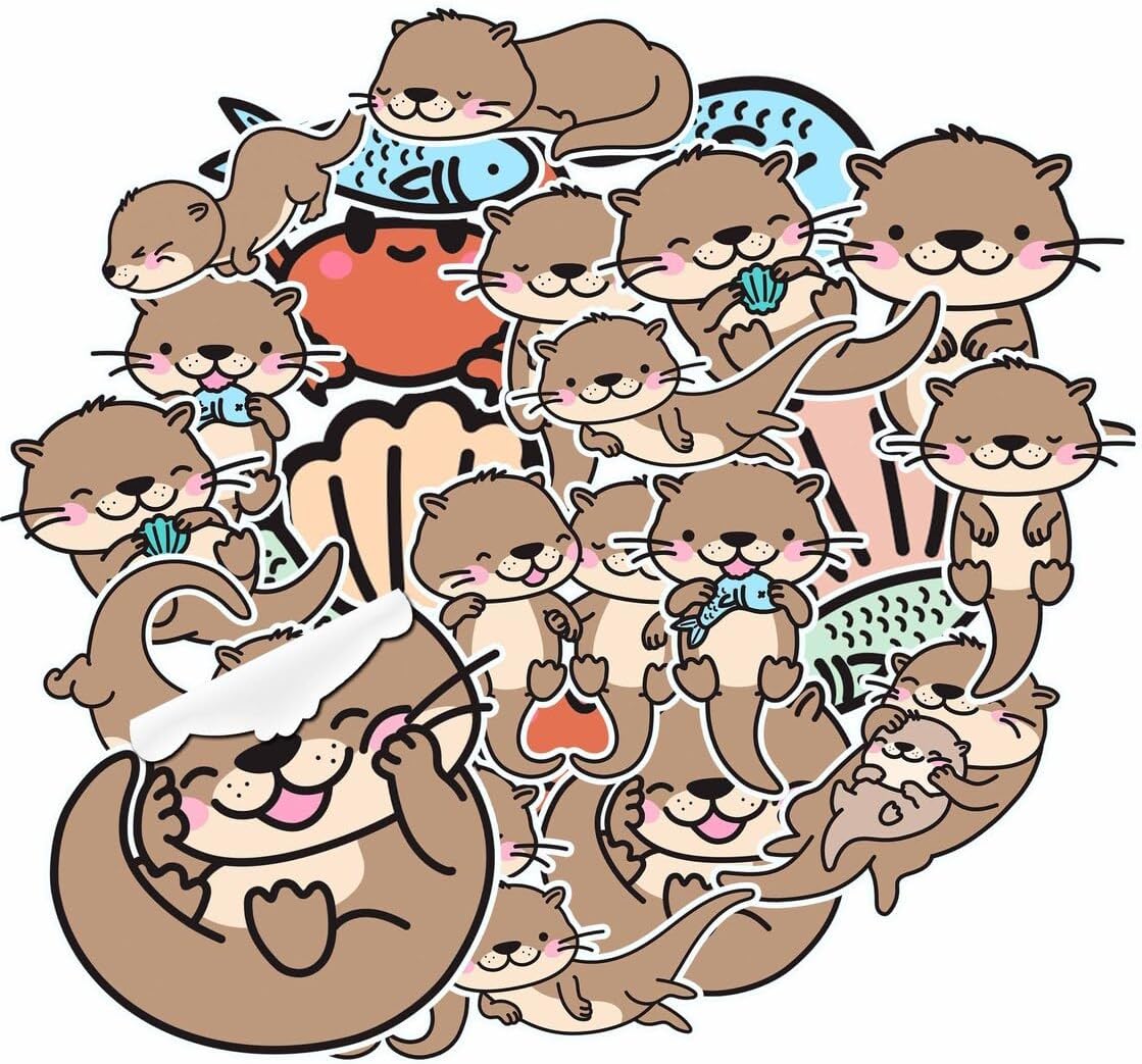 Amazon.com: 20-Piece Adorable Otter Stickers Set - Durable Waterproof ...