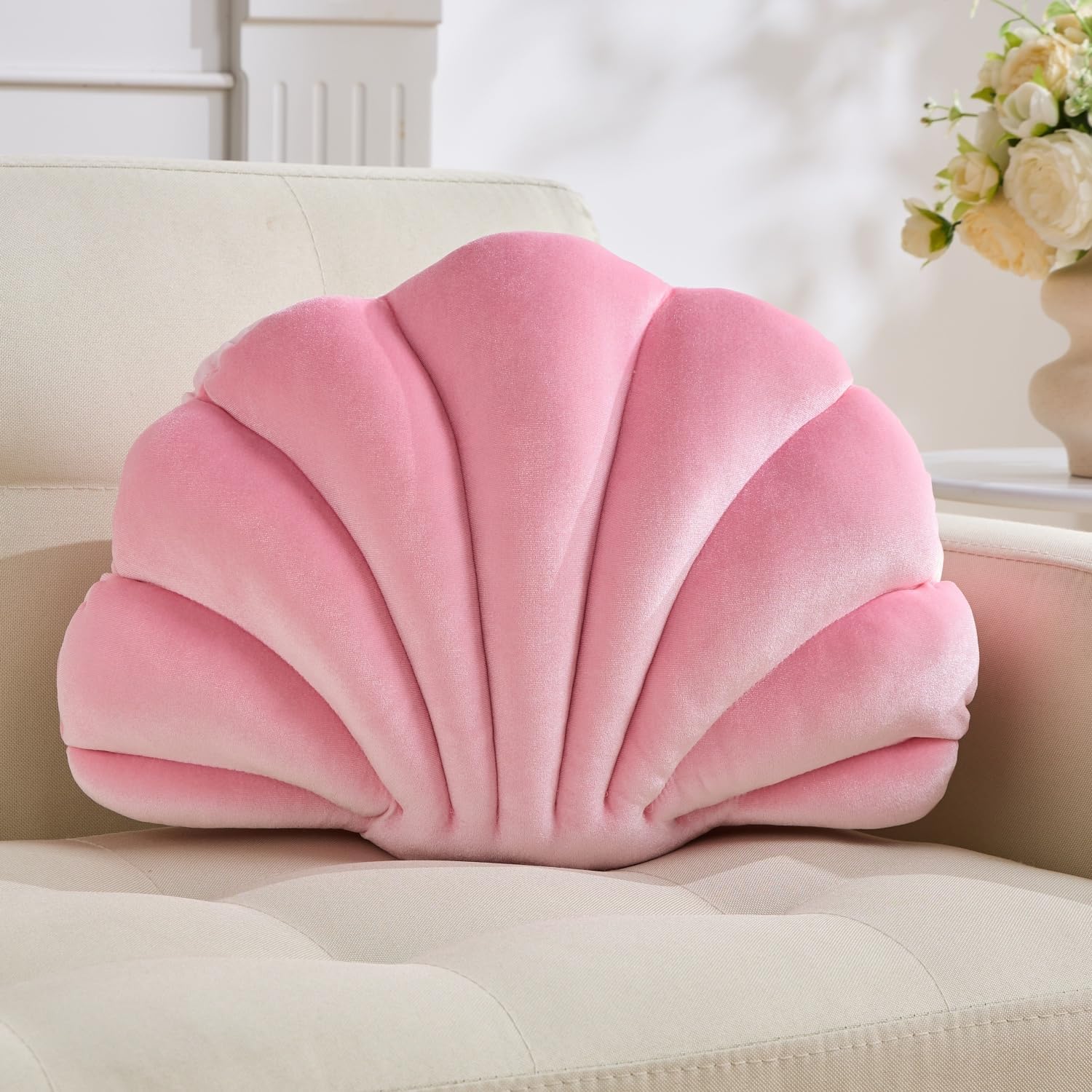 Amazon.com: Hanchiweier Seashell Pillow Decorative Shell Shaped Pillow ...