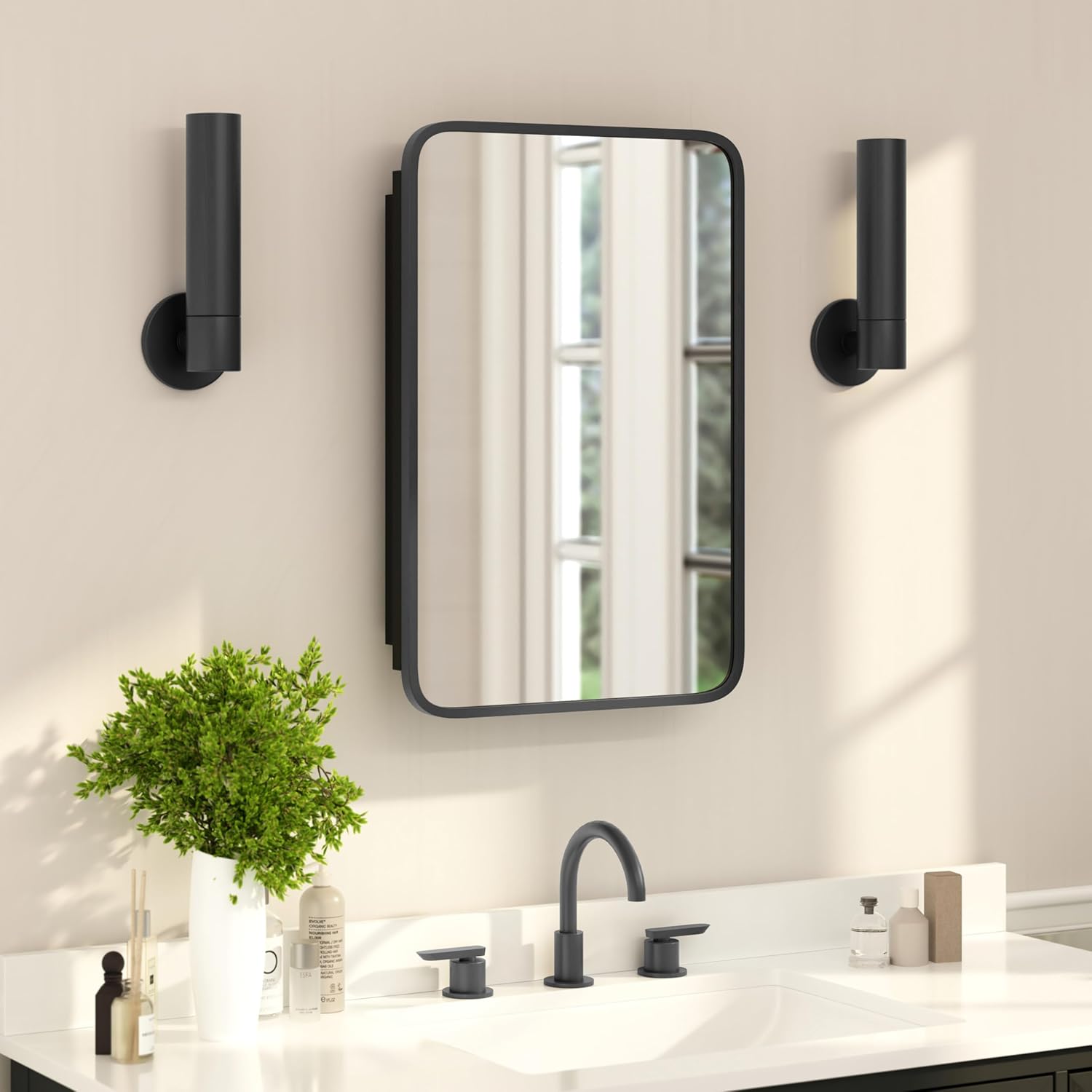 Amazon.com: Flash Furniture Jolie Recessed Bathroom Medicine Cabinet ...