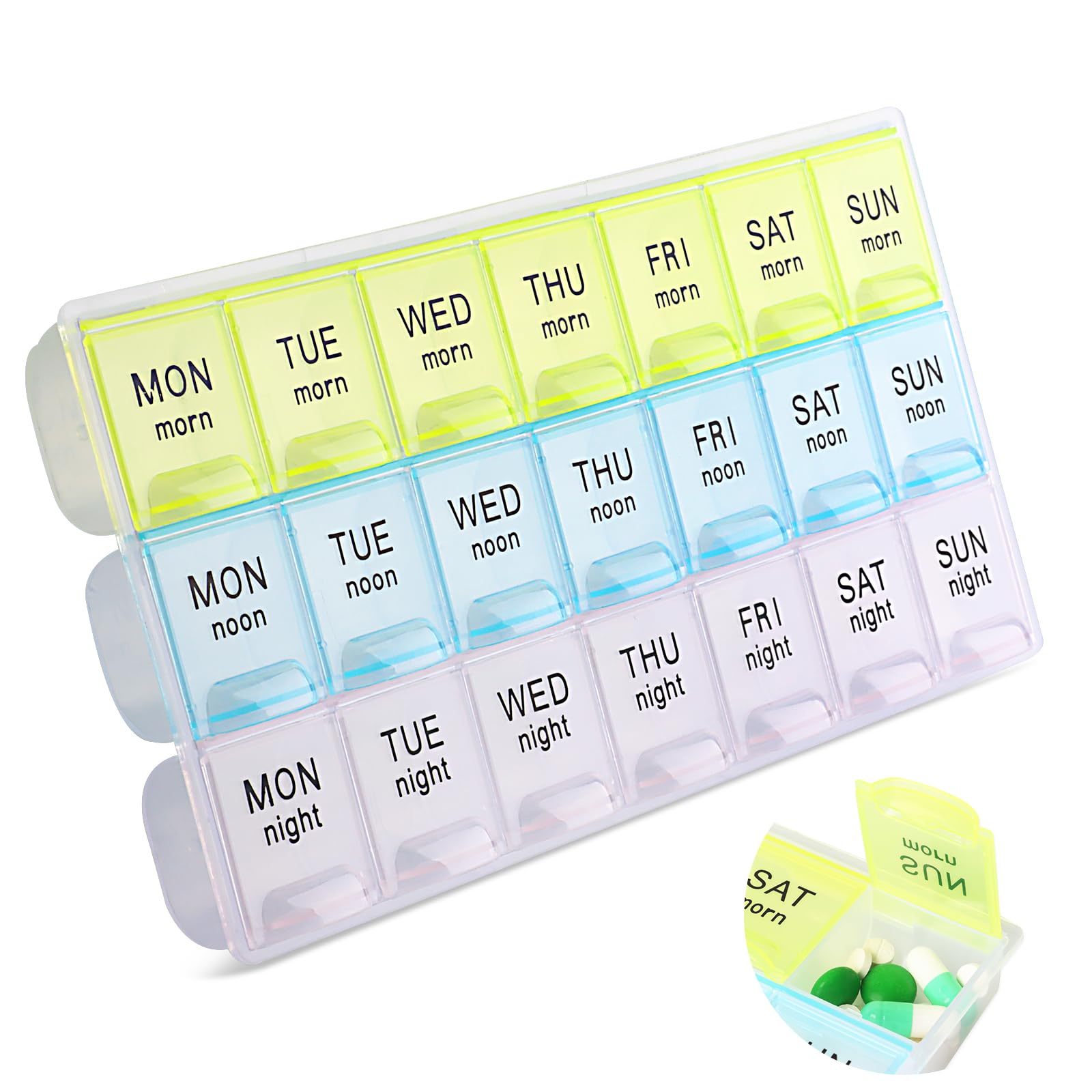 MXTIMWAN Tablettenbox 7 Tage 3 Fächer, Pillenbox Tablettendose ...