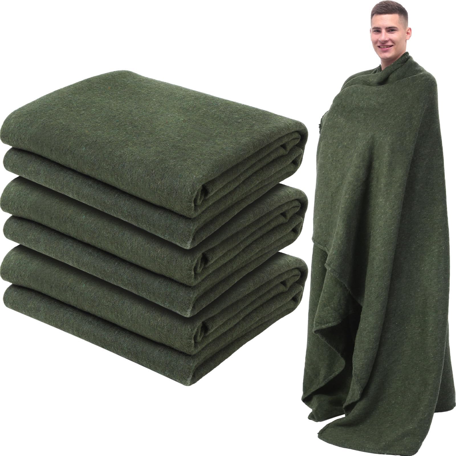 Amazon.com: Preboun 3 Pieces Wool Camping Blanket Bulk 60" x 80 ...