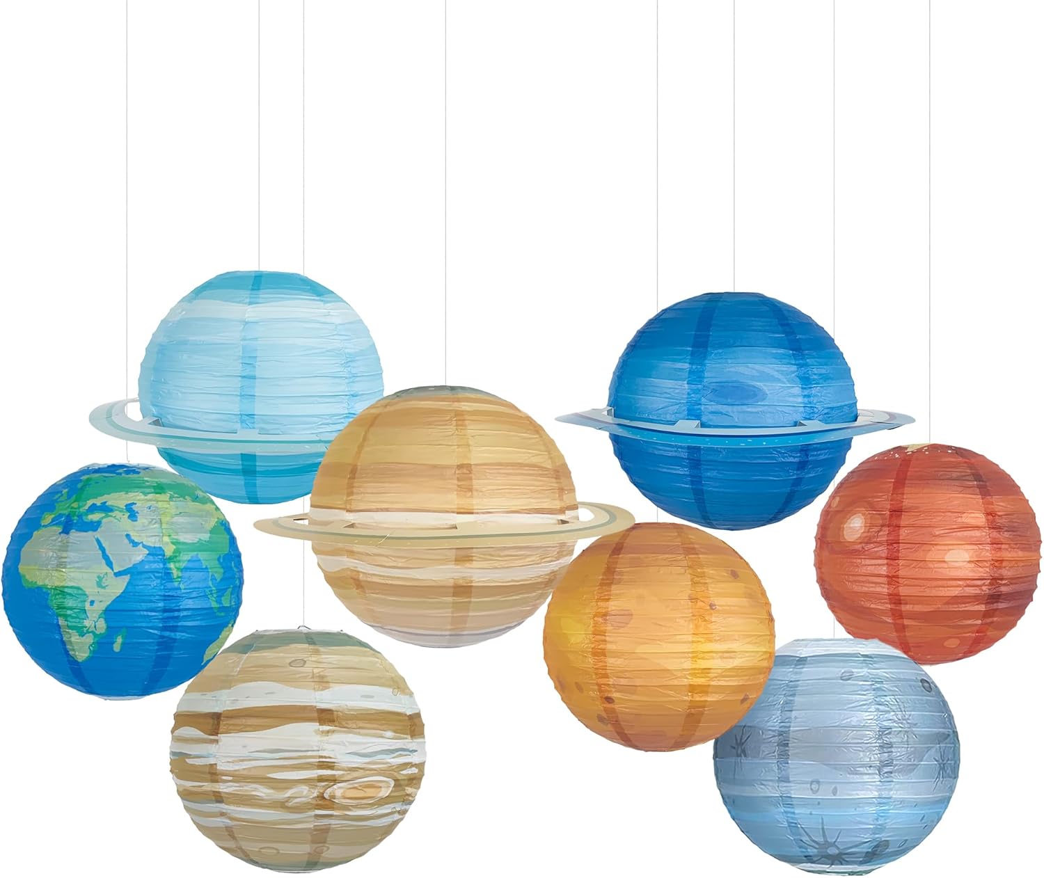8 PCS Planet Paper Lanterns Outer Space Party Decorations Solar System ...