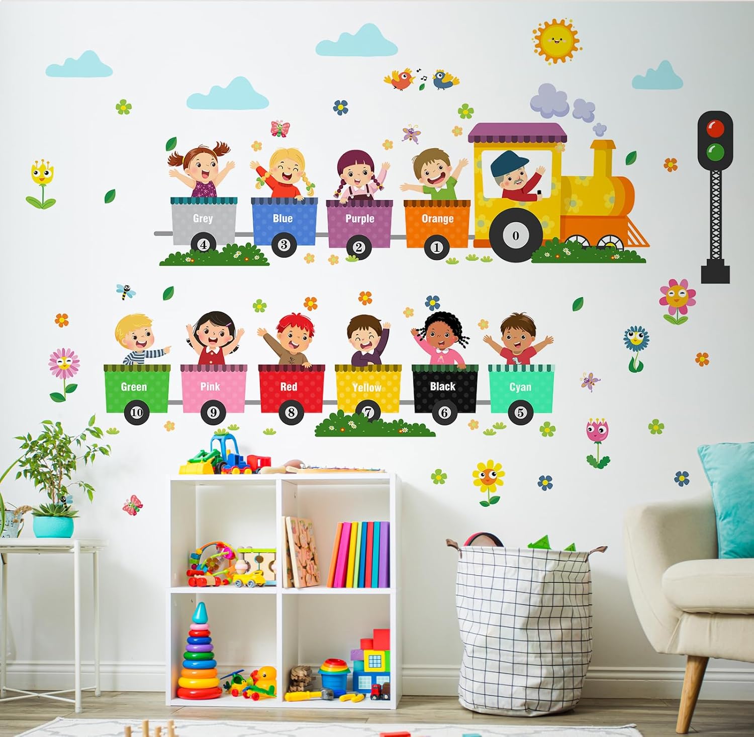 Amazon.com: Train Kids Wall Stickers, Learning Number Colors Figures ...