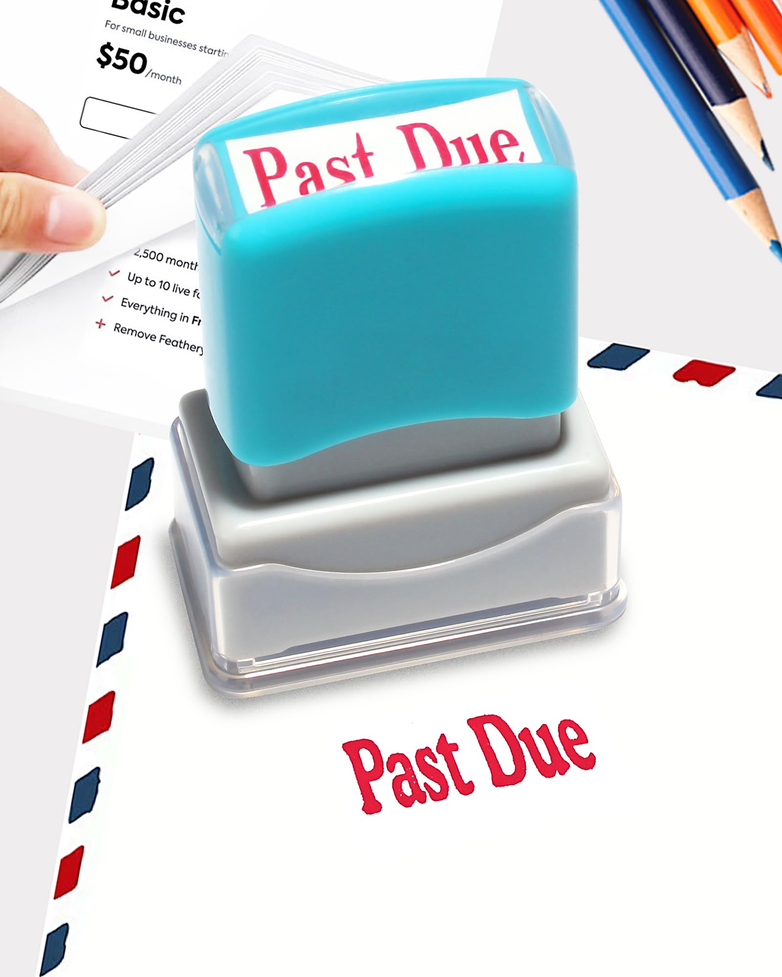 Snapklik.com : Past Due Stamp Red Ink Refillable Stampers For Office ...
