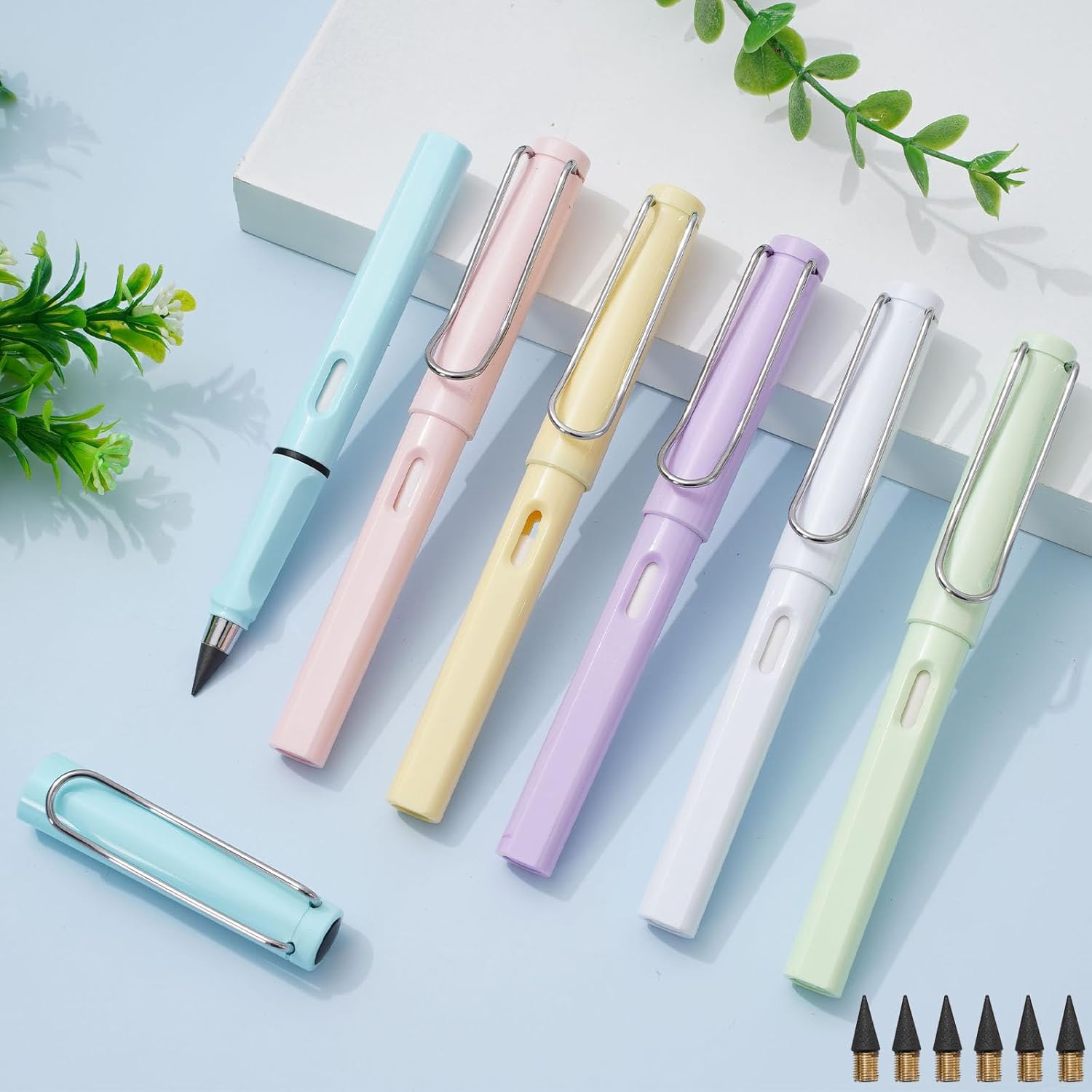 Amazon.com : Whaline 6Pcs Inkless Pen Pastel Color Eternal Pencils with ...