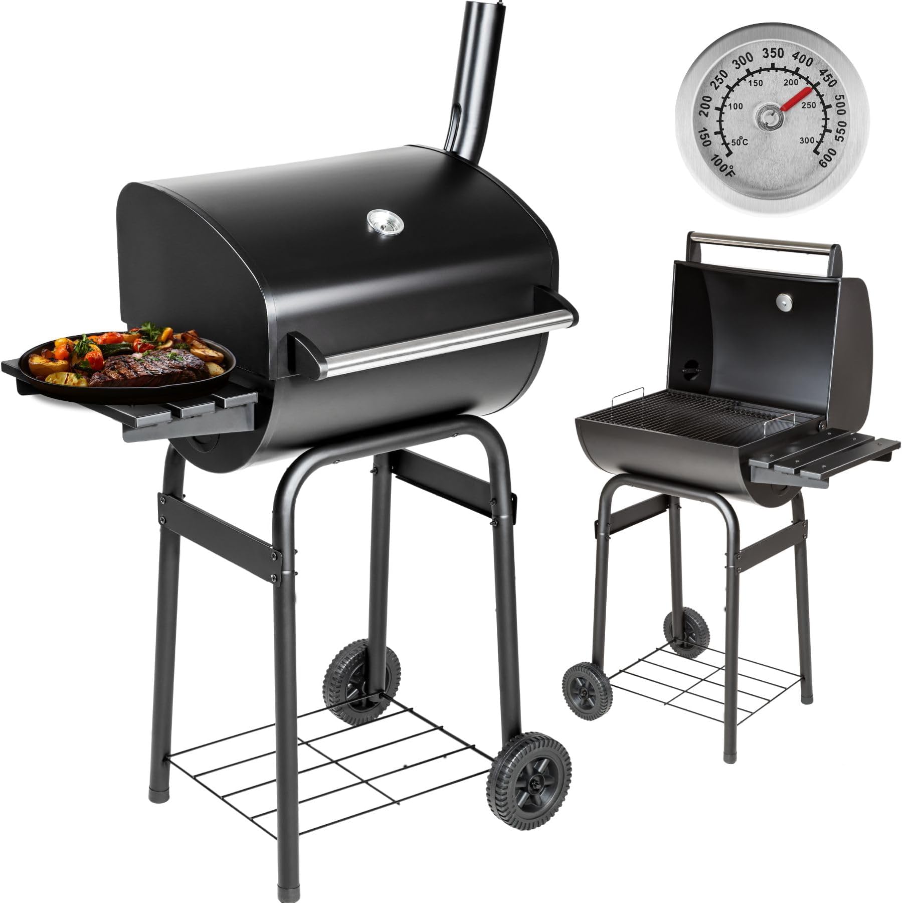 tectake® Barbecue Grill XL BBQ à Charbon Smoker Fumoir Viande et ...