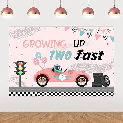 Amazon.com : kreat4joy Two Fast Birthday Decorations Girl Backdrop ...