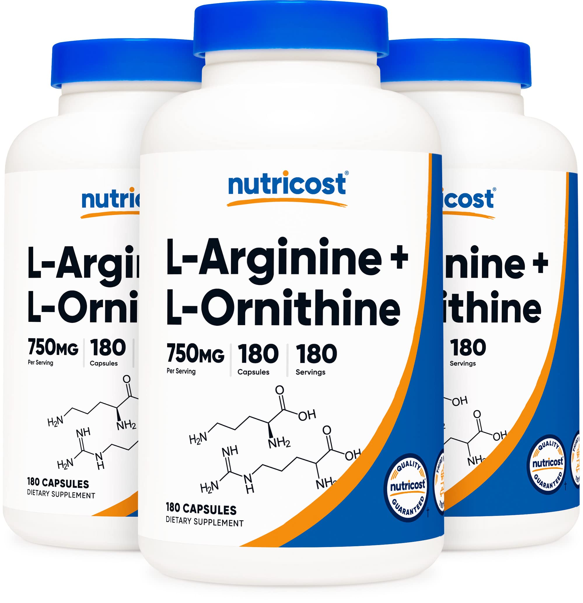 Snapklik.com : Nutricost L-Arginine L-Ornithine 750mg; 180 Capsules