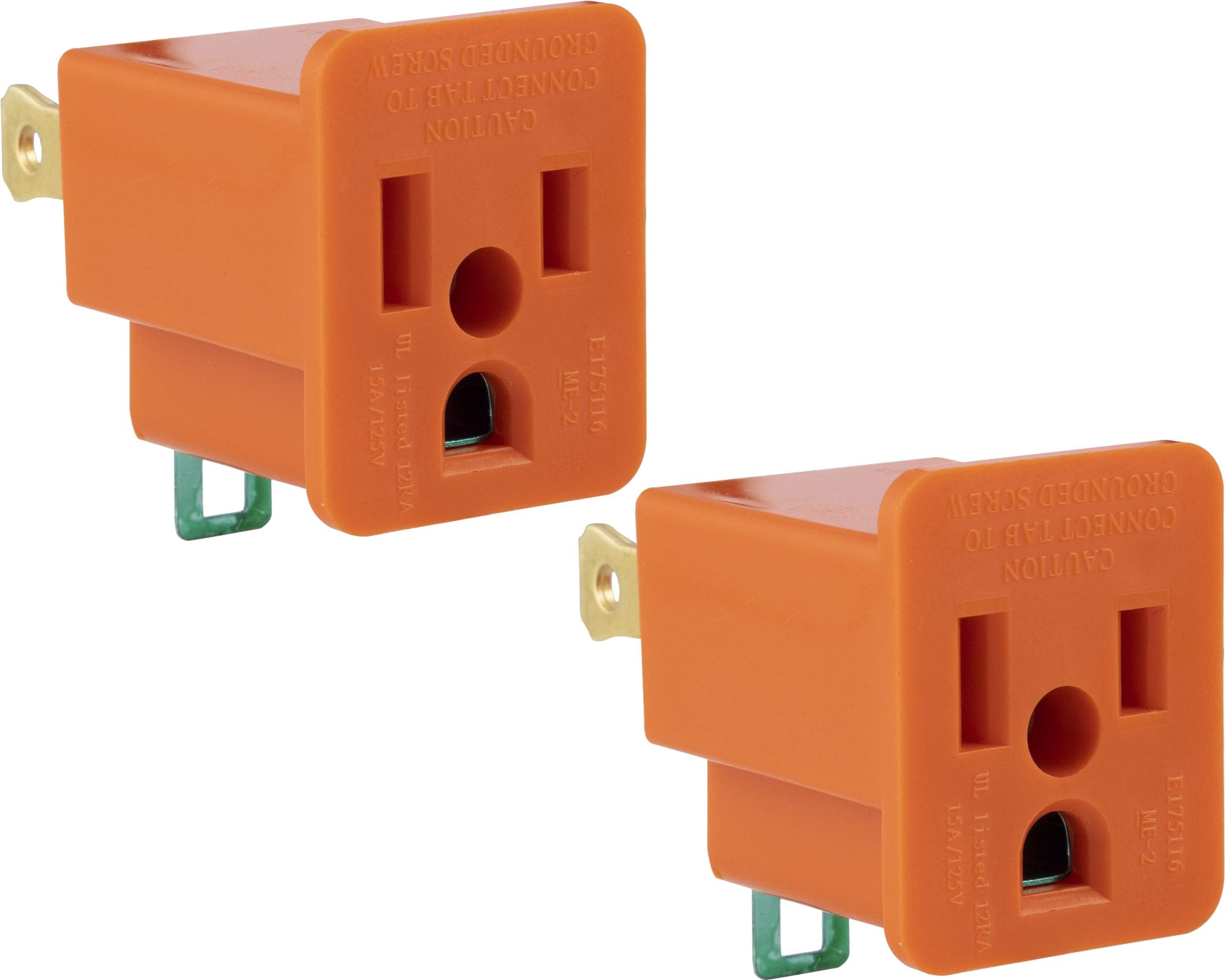 GE Polarized Grounding Outlet Extender, 2 Pack, Turn 2-Prong into 3 ...