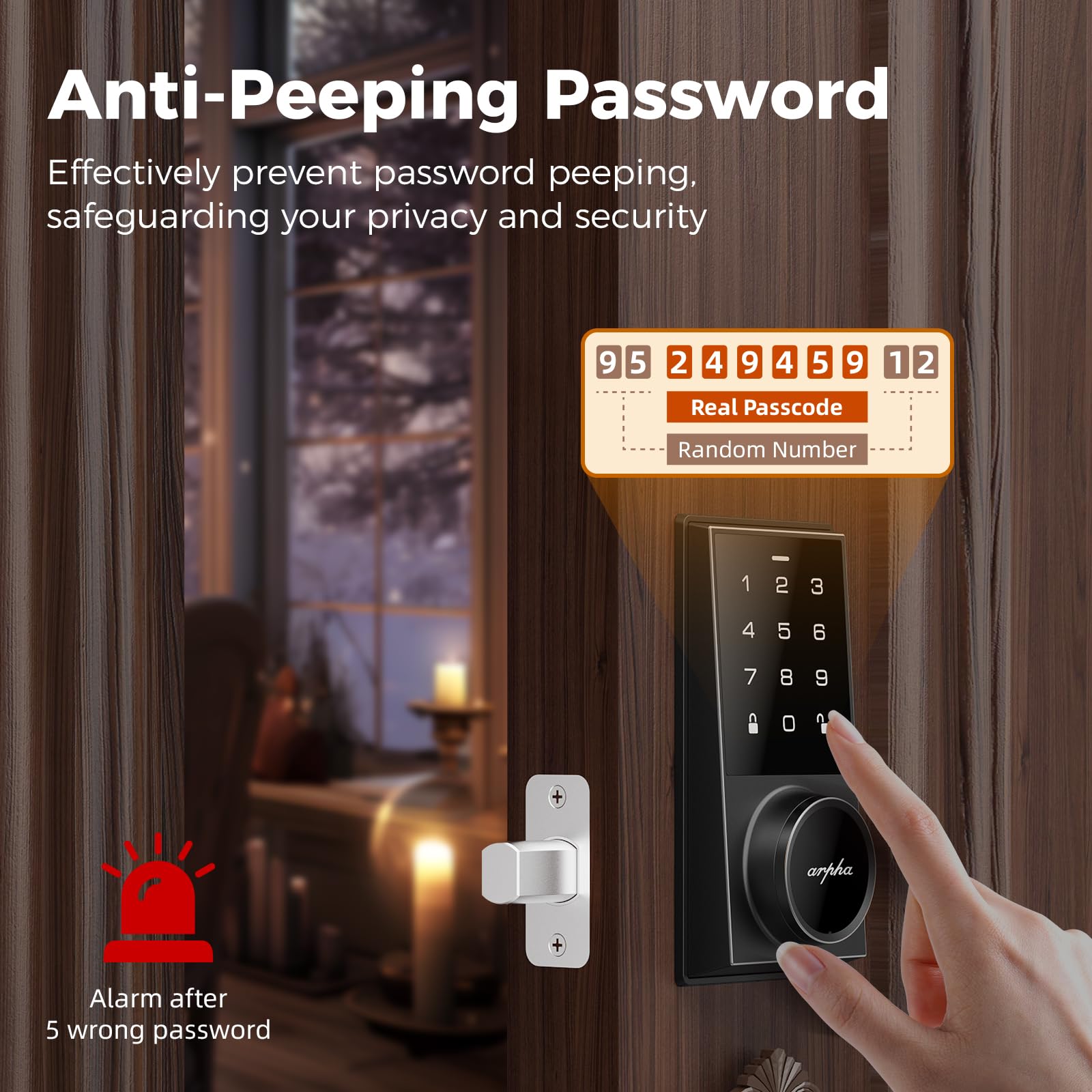 Touchscreen Keypad, Electronic Keypad Deadbolt Lock, Arpha Keyless ...