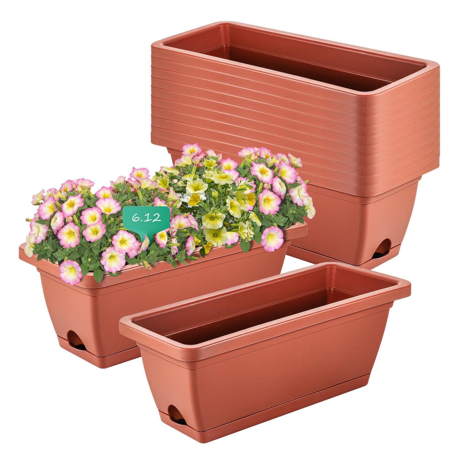 Snapklik.com : CEED4U Window Box Planter, 17 Inches 12 Packs Red ...