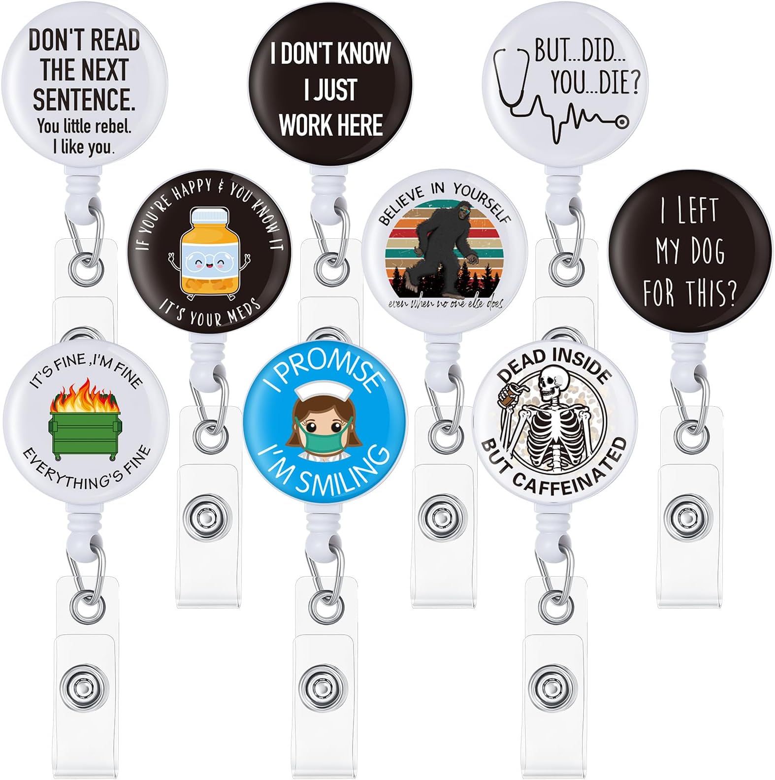 Amazon.com : 5pcs Badge Reels Holder Retractable with ID Clip for Nurse ...