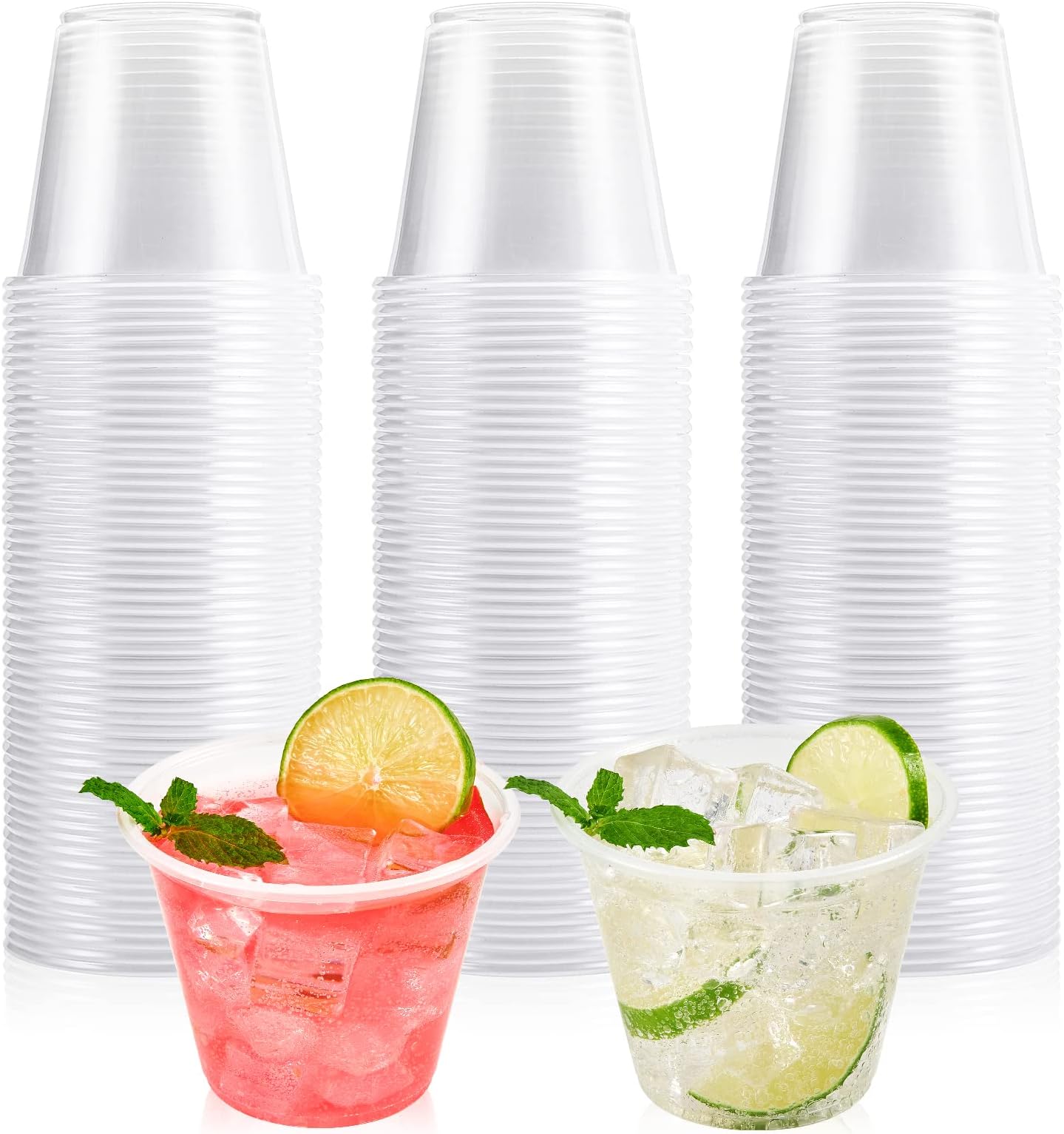 Amazon.com: Munfix 200 Clear Plastic Cups 9 Oz Old Fashioned Tumblers ...