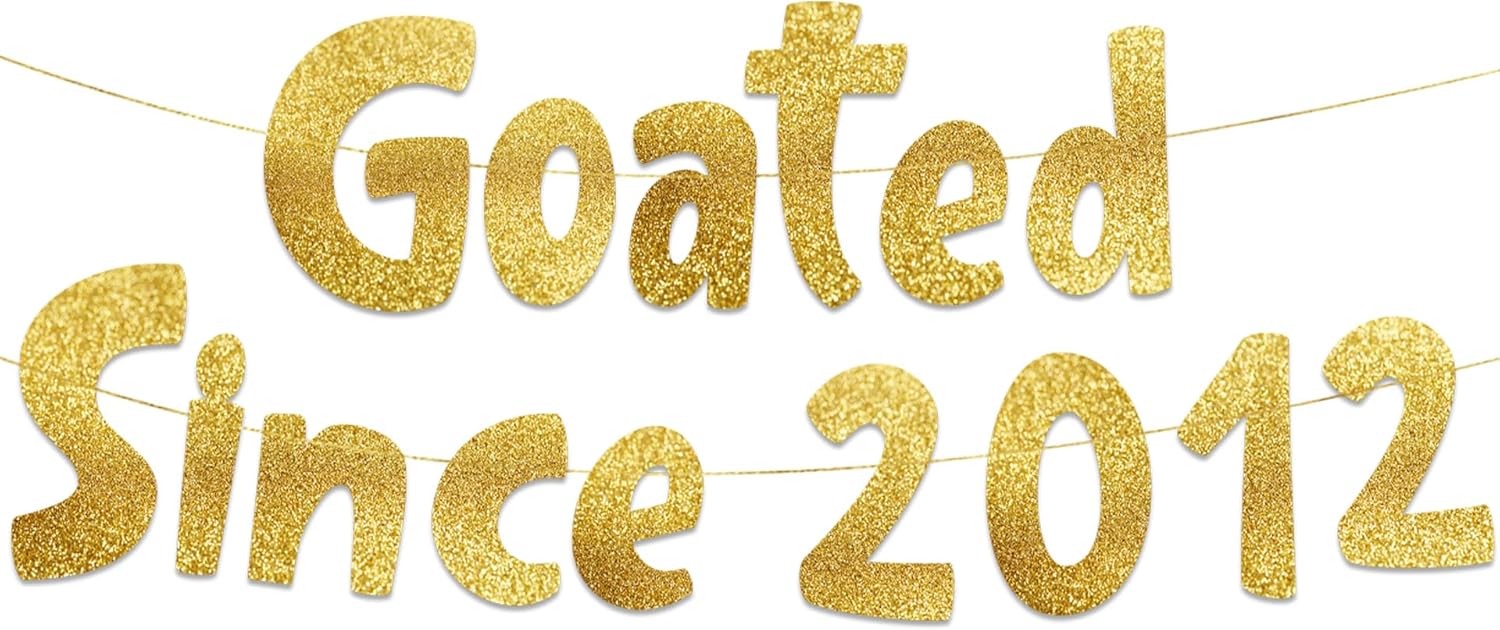 Amazon.com: Pre-Strung Goated Since 2012 Gold Glitter Banner - 14th ...