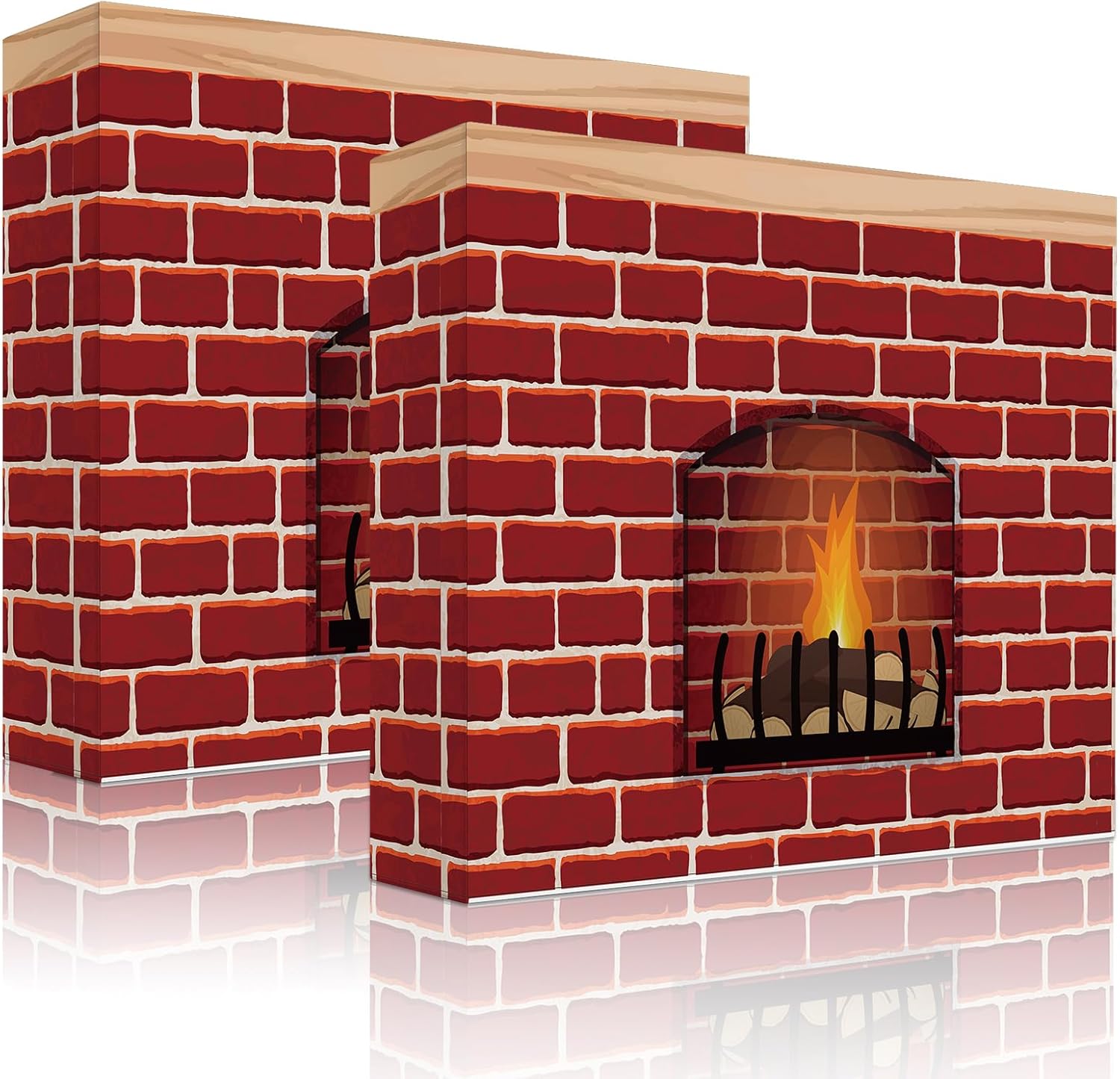 Amazon.com: Zhanmai Christmas Faux Fire Place Red Brick Cardboard ...
