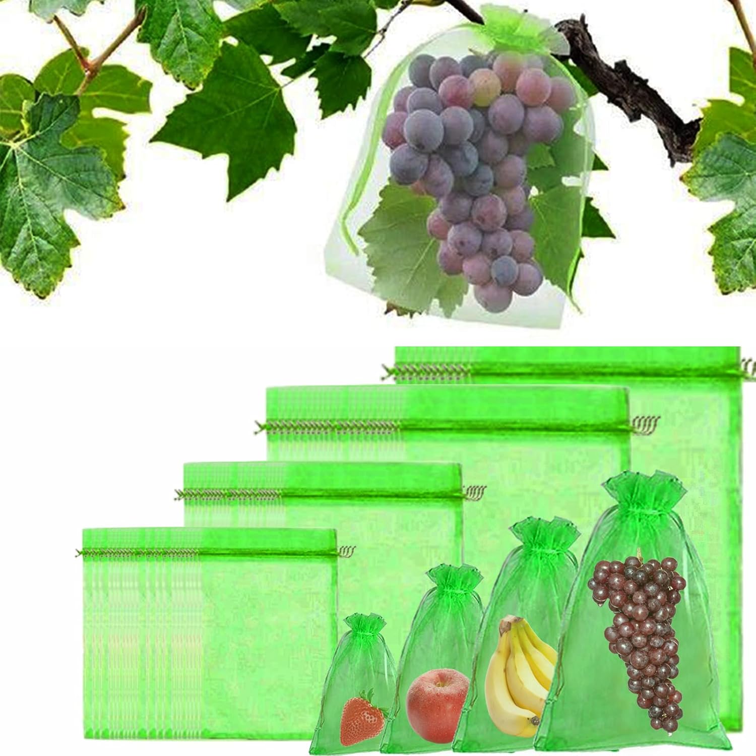 Amazon.com: Kijamilee 120PCS Fruit Protection Bag, 4 Size Fruit Netting ...