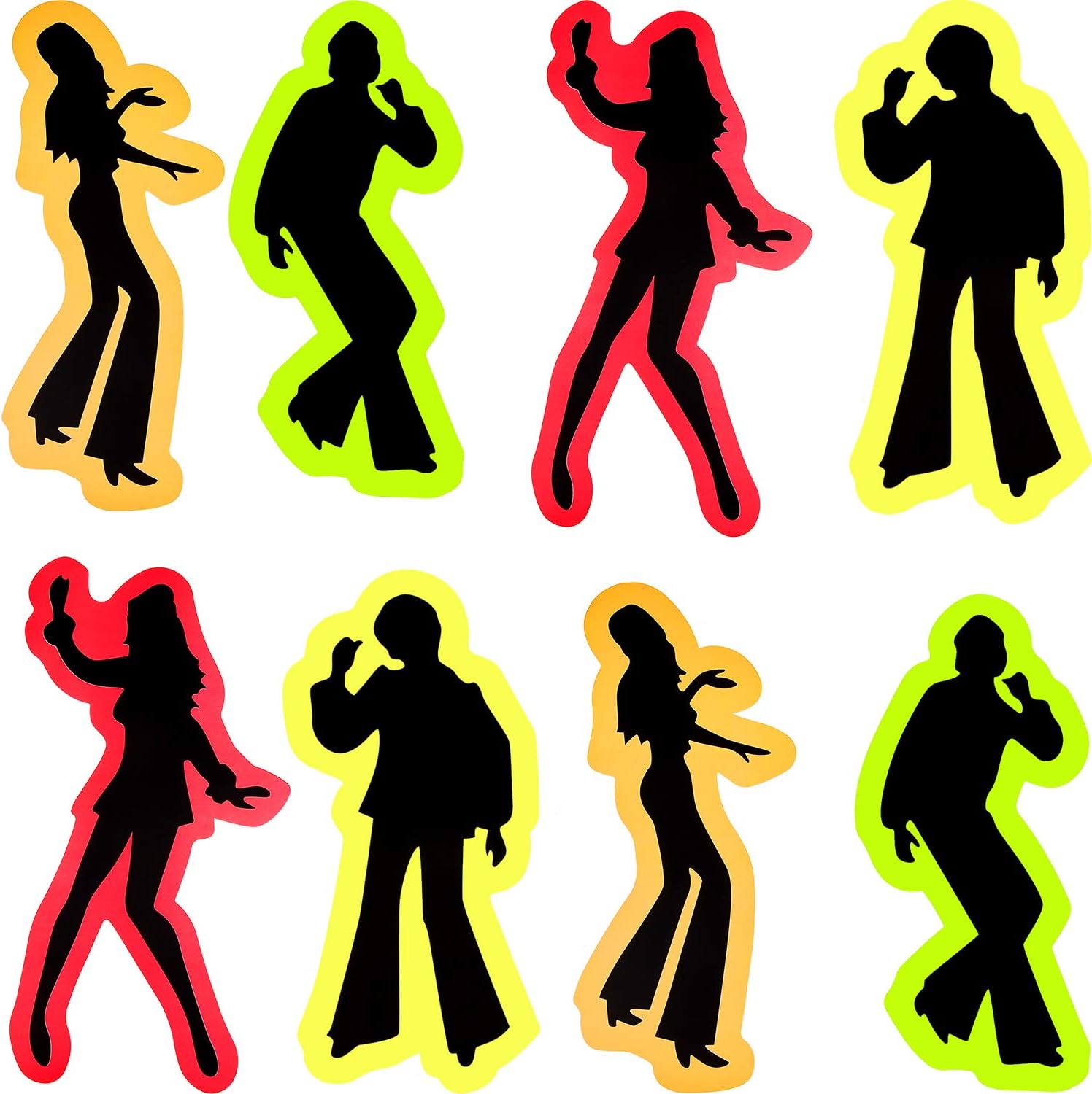 Amazon.com: 12 Pieces Retro 70s Silhouettes Dance Silhouettes Cutouts ...
