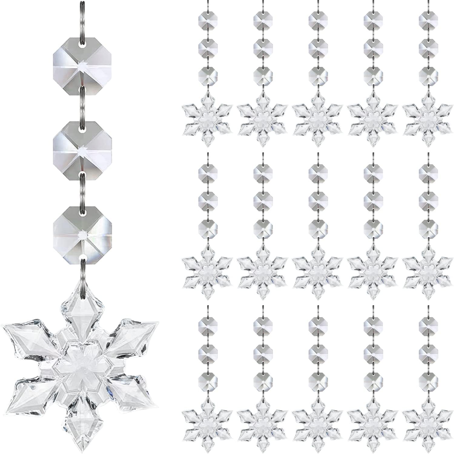 Amazon.com: 21 Pieces Acrylic Christmas Snowflake Ornament with Octagon ...