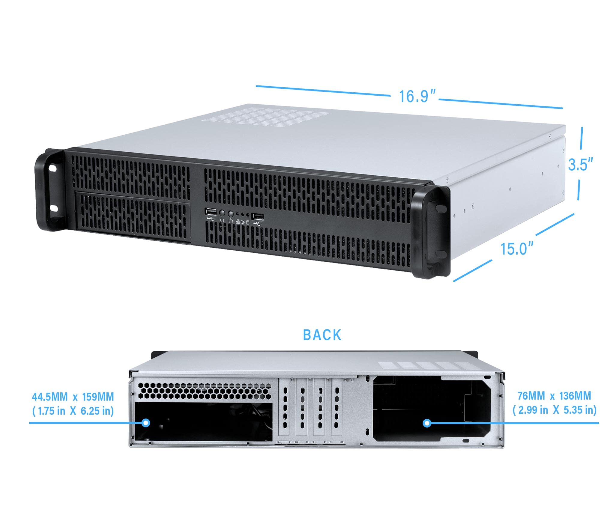 Rosewill 2U Server Chassis 5 Bay Server Case Support 4X 3.5 + 1x 5.25 ...