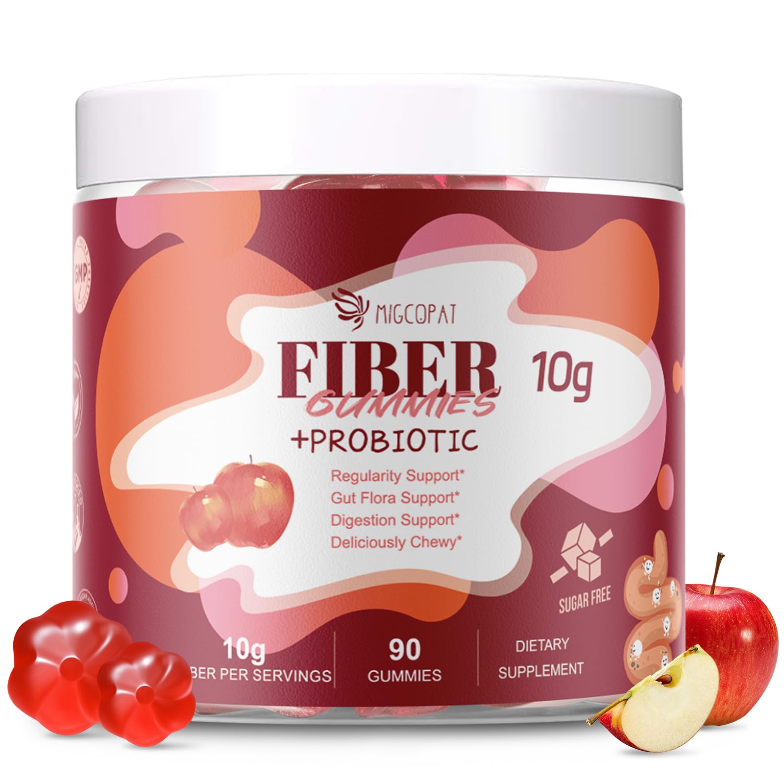 Amazon.com: Migcopat Fiber Gummies with Probiotics,10G Fiber per ...