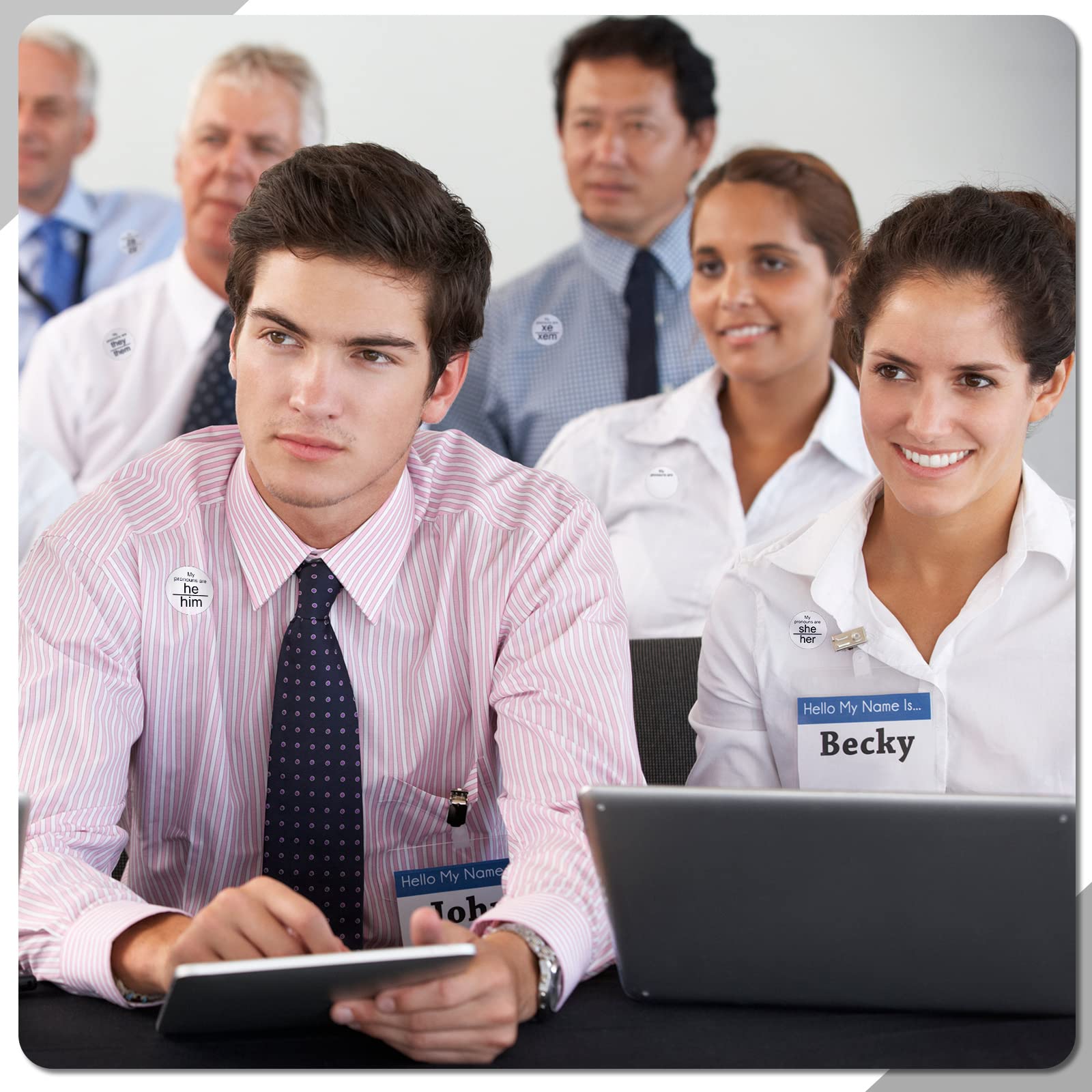 Snapklik.com : Pronoun Stickers Decal For Conference Badges Name Tags ...